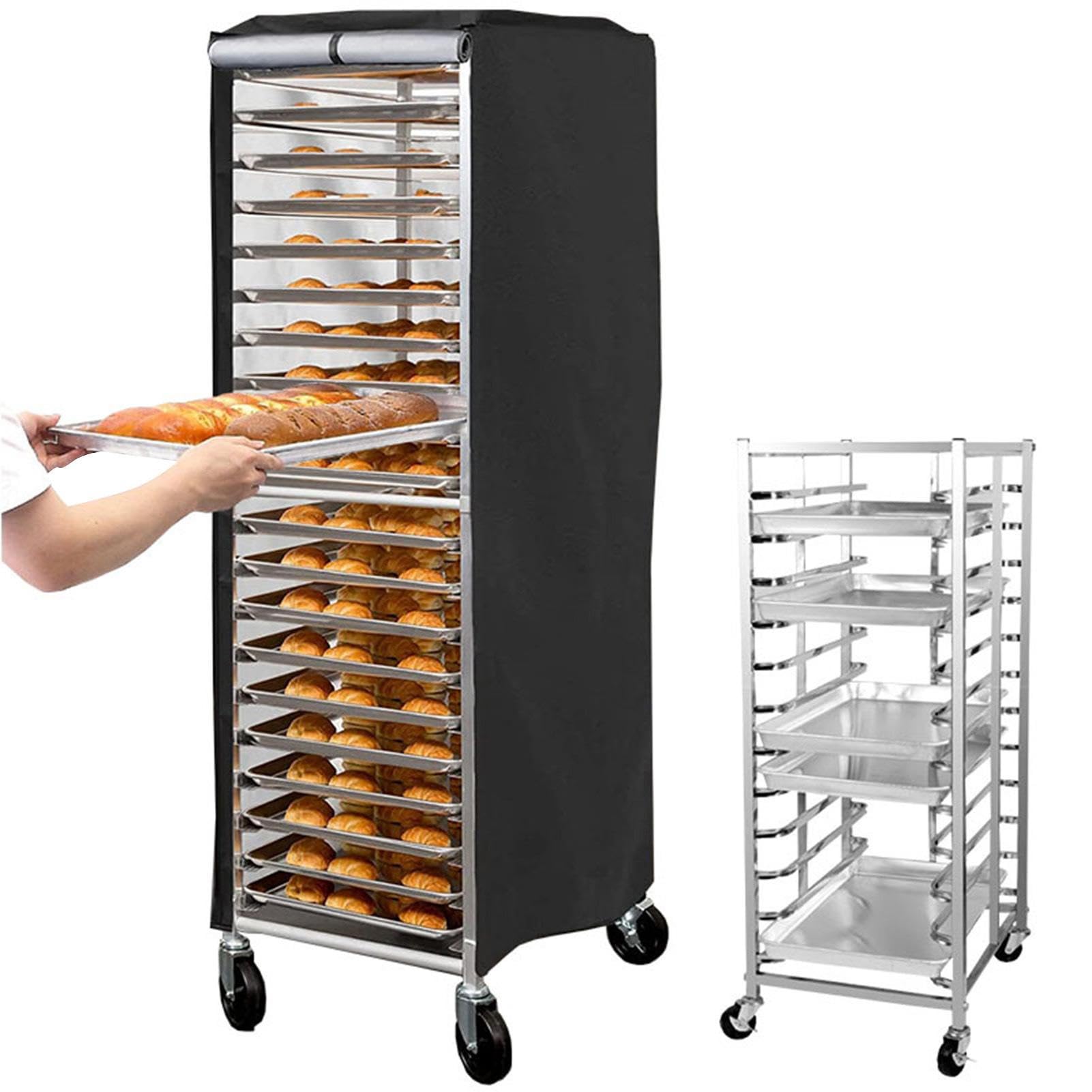 Pan Rack Cover, Waterproof Zipper Bread Rack Covers, Dustproof Single Black Oxford Cloth Accessory usable for Food Processing, Home, Restaurants, Bakery, Supermarkets, Kitchen