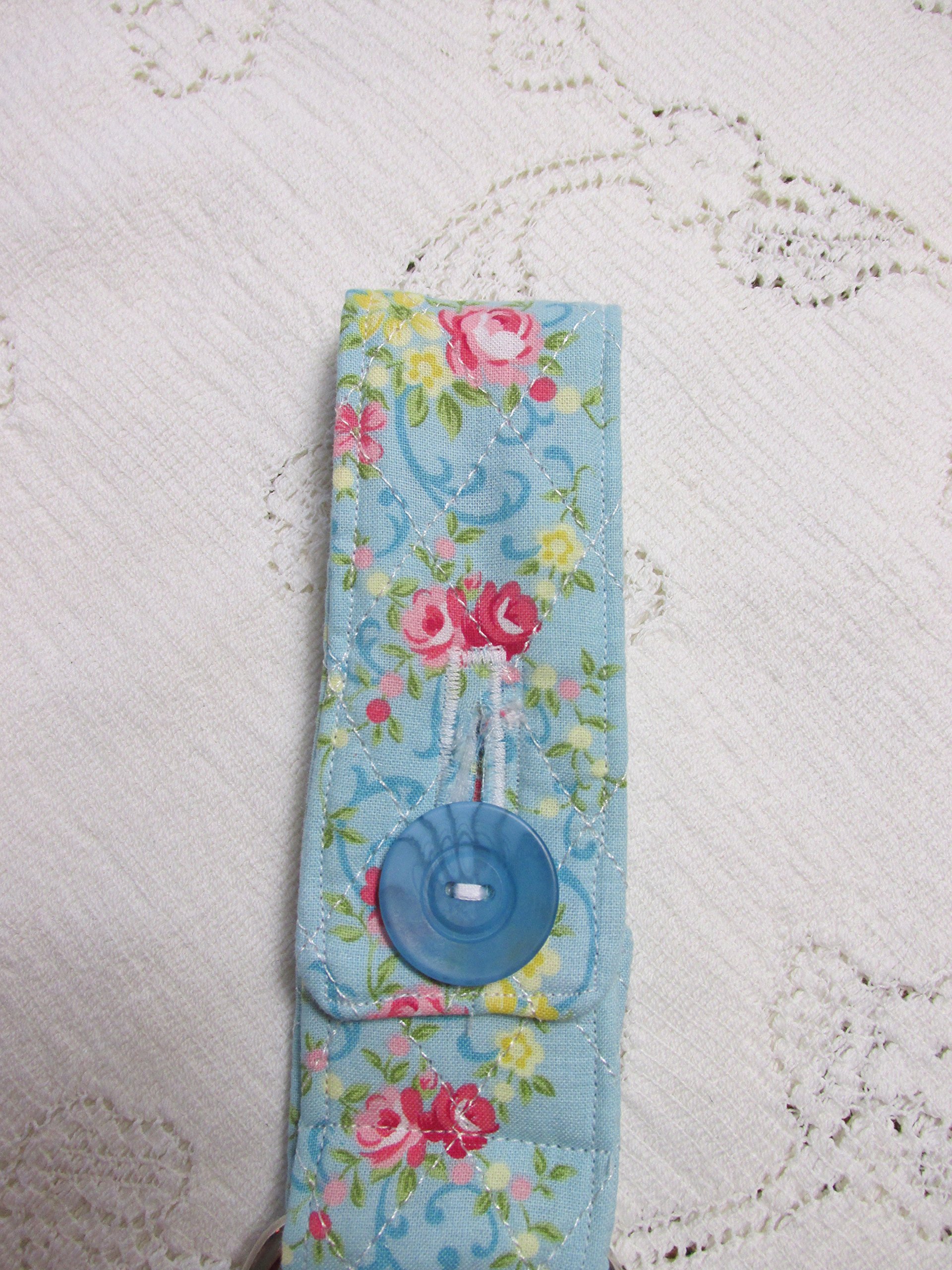 Shabby Chic Blue Roses Quilted Kitchen Towel Holder - Heavy-Duty D-Ring - Kitchen Towel Hanger - Towel Keeper