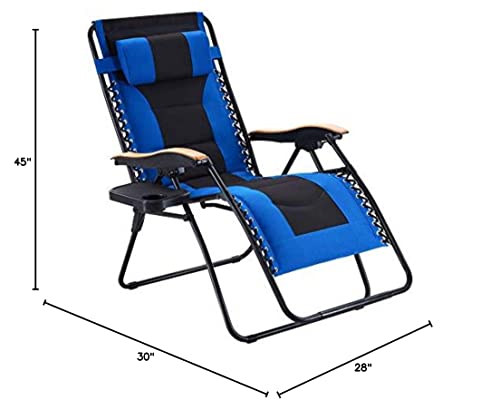 VICLLAX Oversized Padded Zero Gravity Chair XXL Folding Patio Lounge Recliner with Cup Holder for Outdoor Indoor, 350lbs Weight Capacity, Grey/Navy