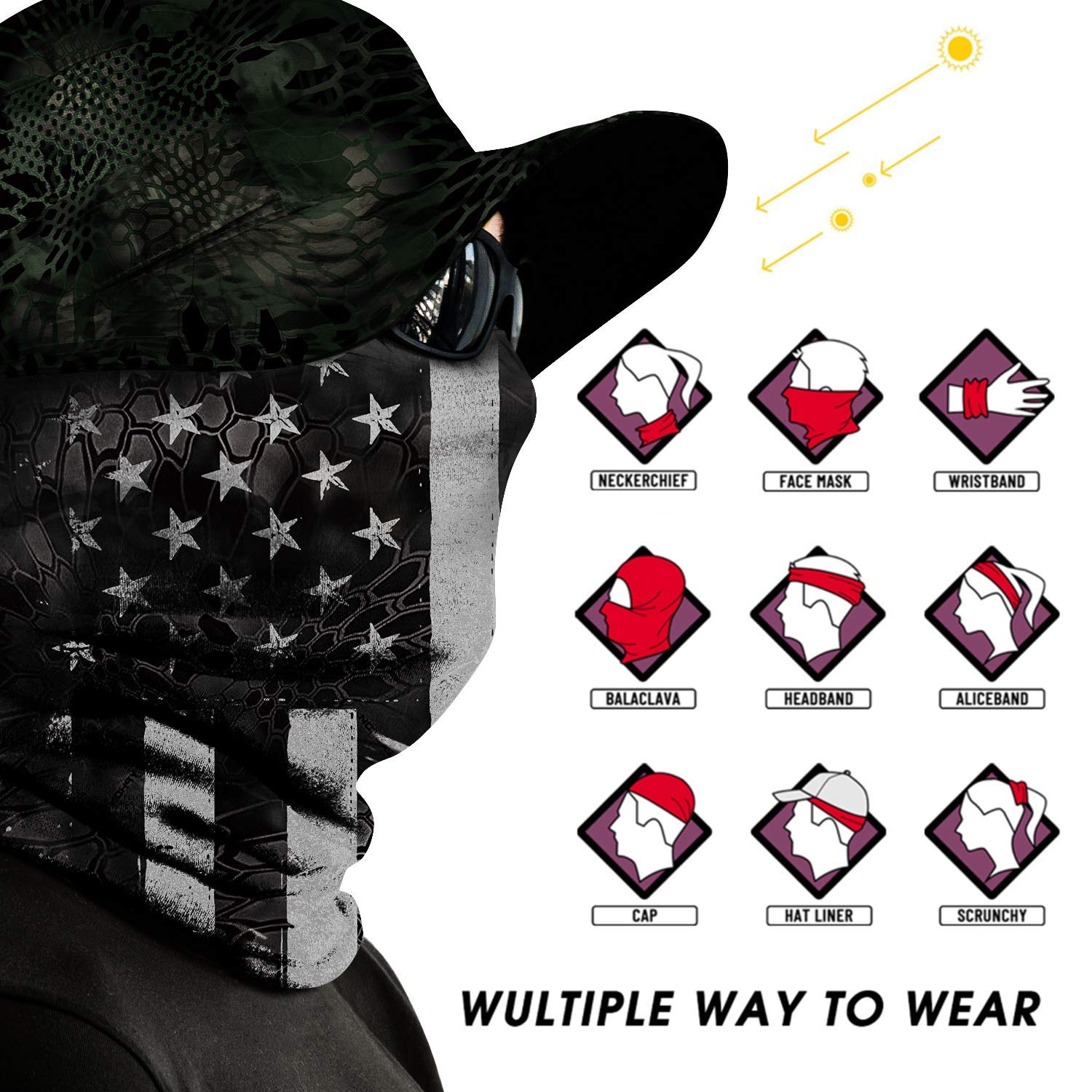 OUYZY Neck Gaiter Face Mask Scarf Cover Sun Bandanas for Men Breathable Fishing