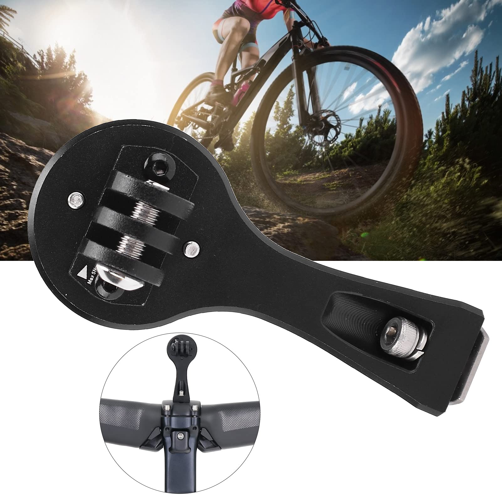Shanrya Bicycle Computer Bracket, Dometer Extension Holder Practical Black for Mountain Bikes for Road Bikes