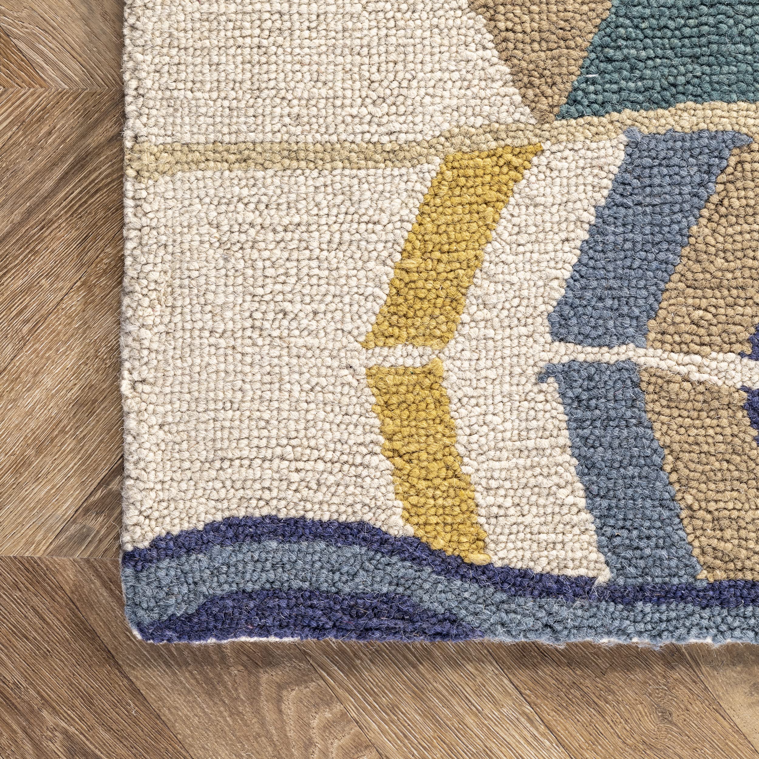 nuLOOM Ofelia Geometric 2x6 Wool Runner Rug for Living Room Bedroom Dining Room Entryway Hallway Kitchen, Multicolor/Black
