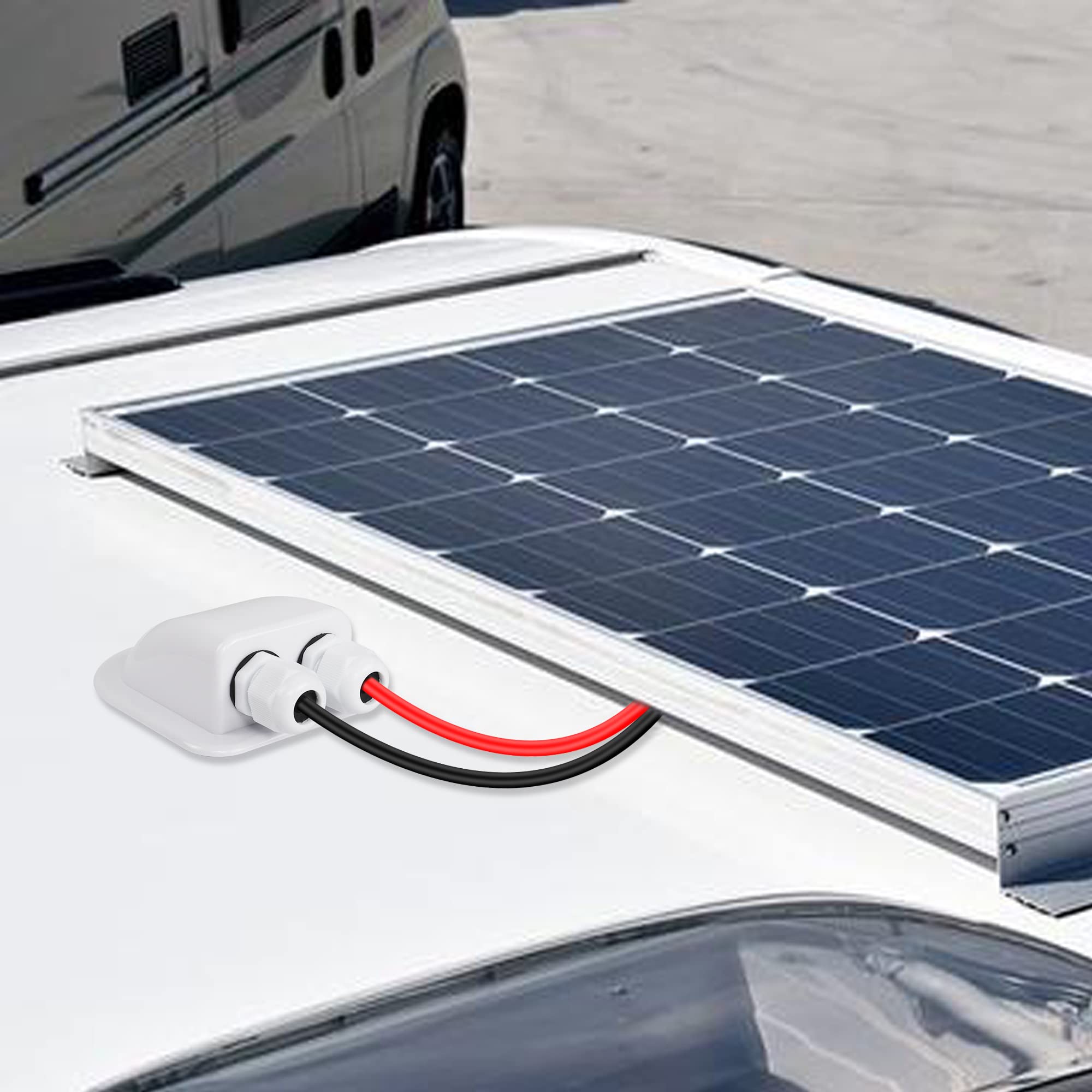 PNGKNYOCN ABS Solar Double Cable Entry Gland IP68 Waterproof,Cable with Maximum Outer Diameter of 8mm is Allowed to Pass Through,for Solar Project on Rv, Campervan, Boat (White)