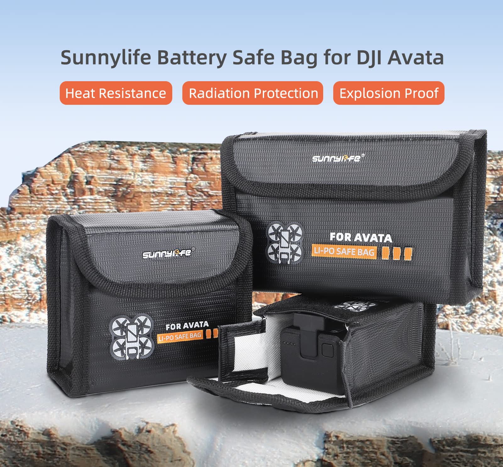 Wowvip Lipo Battery Bag for DJI AVATA Batteries Protection Storage Case Fireproof Explosion-Proof Pouch