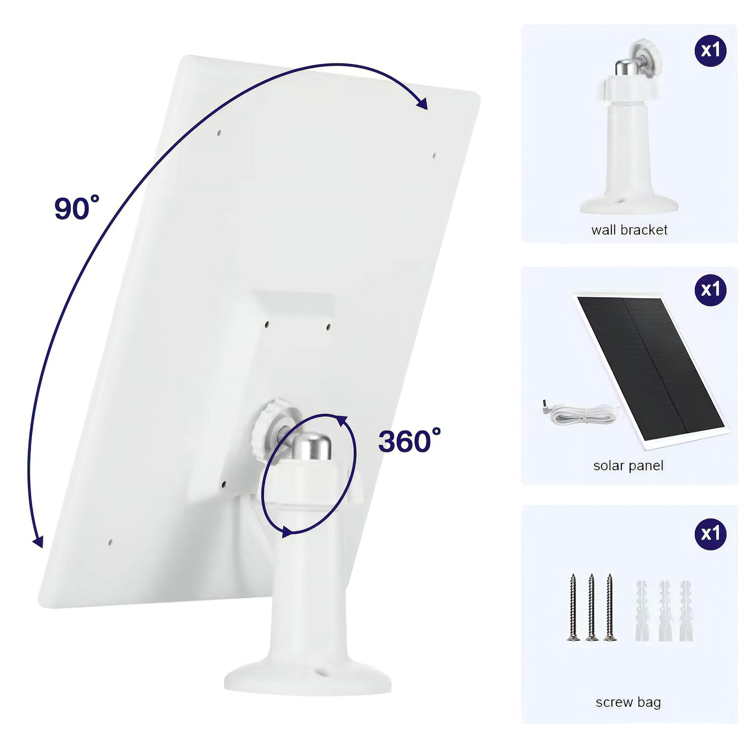Ring Camera Solar Panel, Compatible with Ring Stick Up Cam Battery, Ring Spotlight Cam Battery, Not for Spotlight Plus/Pro, Waterproof, 6W Fast Charging, DC3.5mm Plug (3Pack)