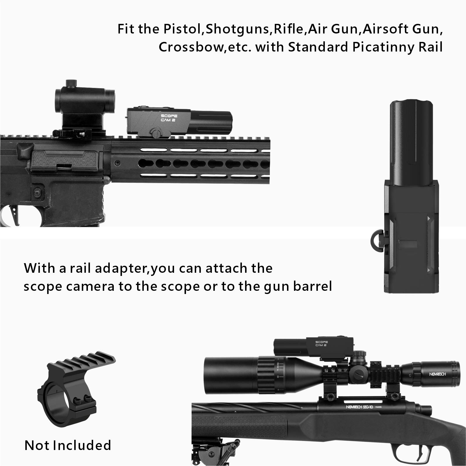 RunCam Scope Cam 2 Airsoft Camera 1080P HD Game Video Zoom Action Cam, WiFi Waterproof, Aluminum Body,240min Video Recording, Instant-on Record Switch-40mm Lens