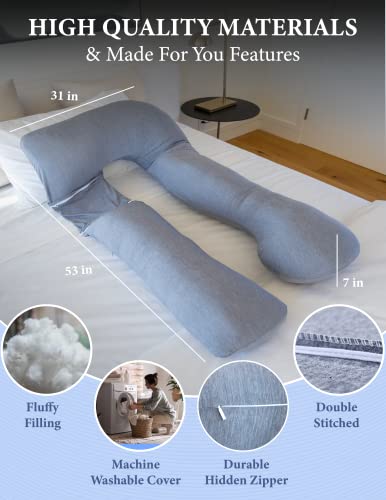 Pharmedoc Pregnancy Pillows, U-Shape Full Body Pillow β Removable Cooling Cover -Dark Grey β Pregnancy Pillows for Sleeping β Body Pillows for Adults, Maternity Pillow and Pregnancy Must Haves
