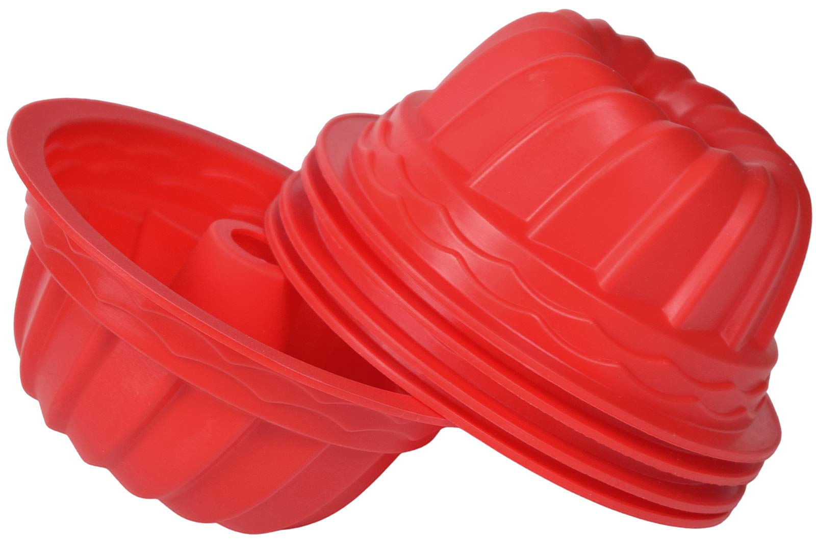 Wisehold Silicone Fluted Cake Pan (5pc), 6 inch Diameter, Nonstick Round Cake Mold, Reusable Silicone Baking Mold Suitable for Making Jello, Cake, Gelatin and Mousse bread