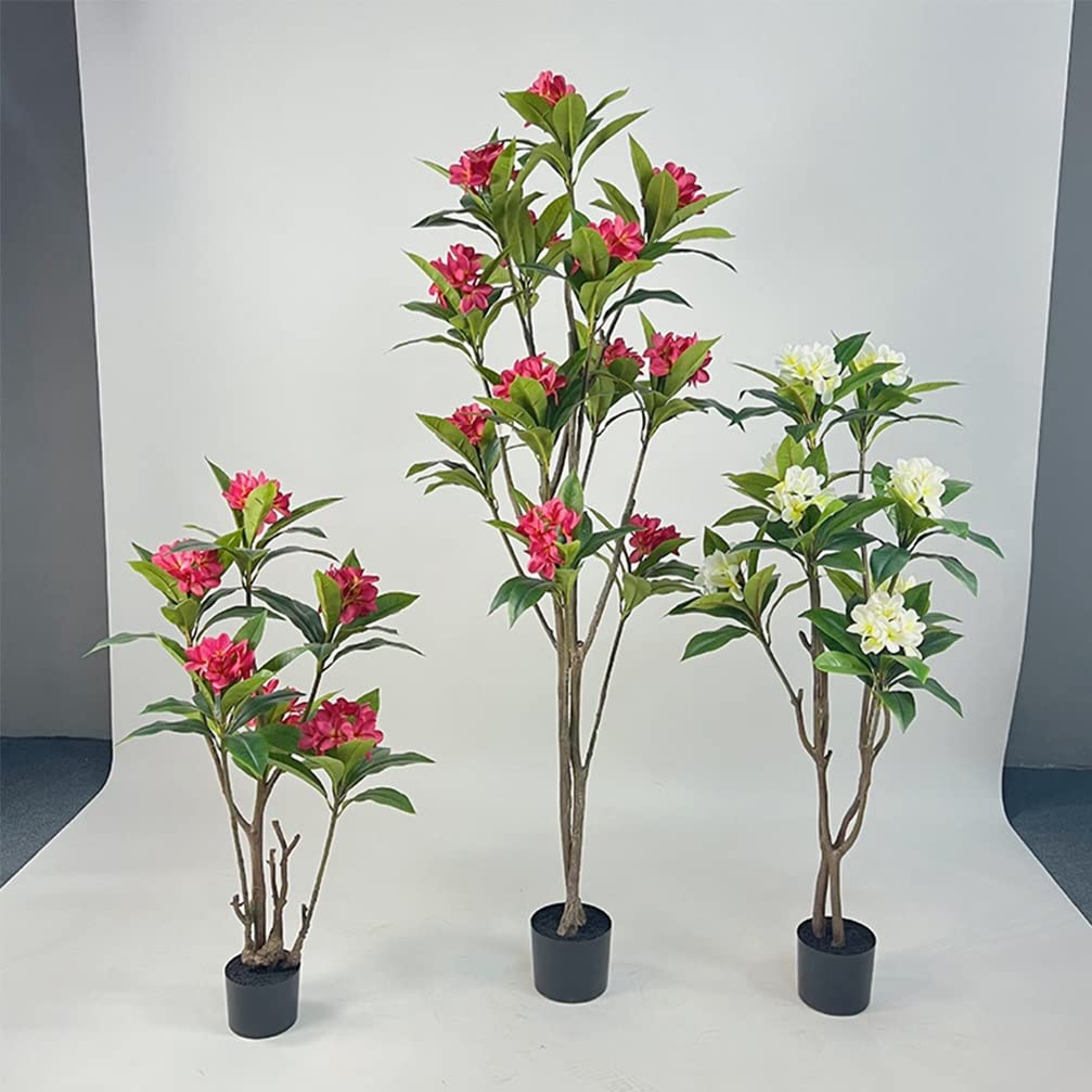 Real Touch Lifelike Artificial Plumeria Frangipani Flower Tree Red/White Silk Plumeria Flowers for Wedding Party Decoration (Size : 150cm)