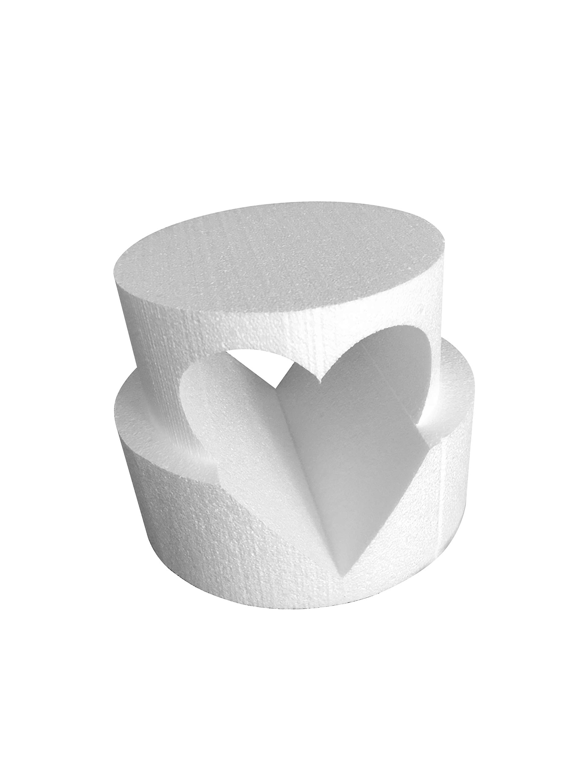 Shape Innovation - Round Cake Dummy Set 8” x 4” top Tier and 10” x 4” Bottom Tier with a 6” Heart Cutout - Perfect for Wedding Cakes, Birthday Cakes, Display Cakes, Window displays, Parties