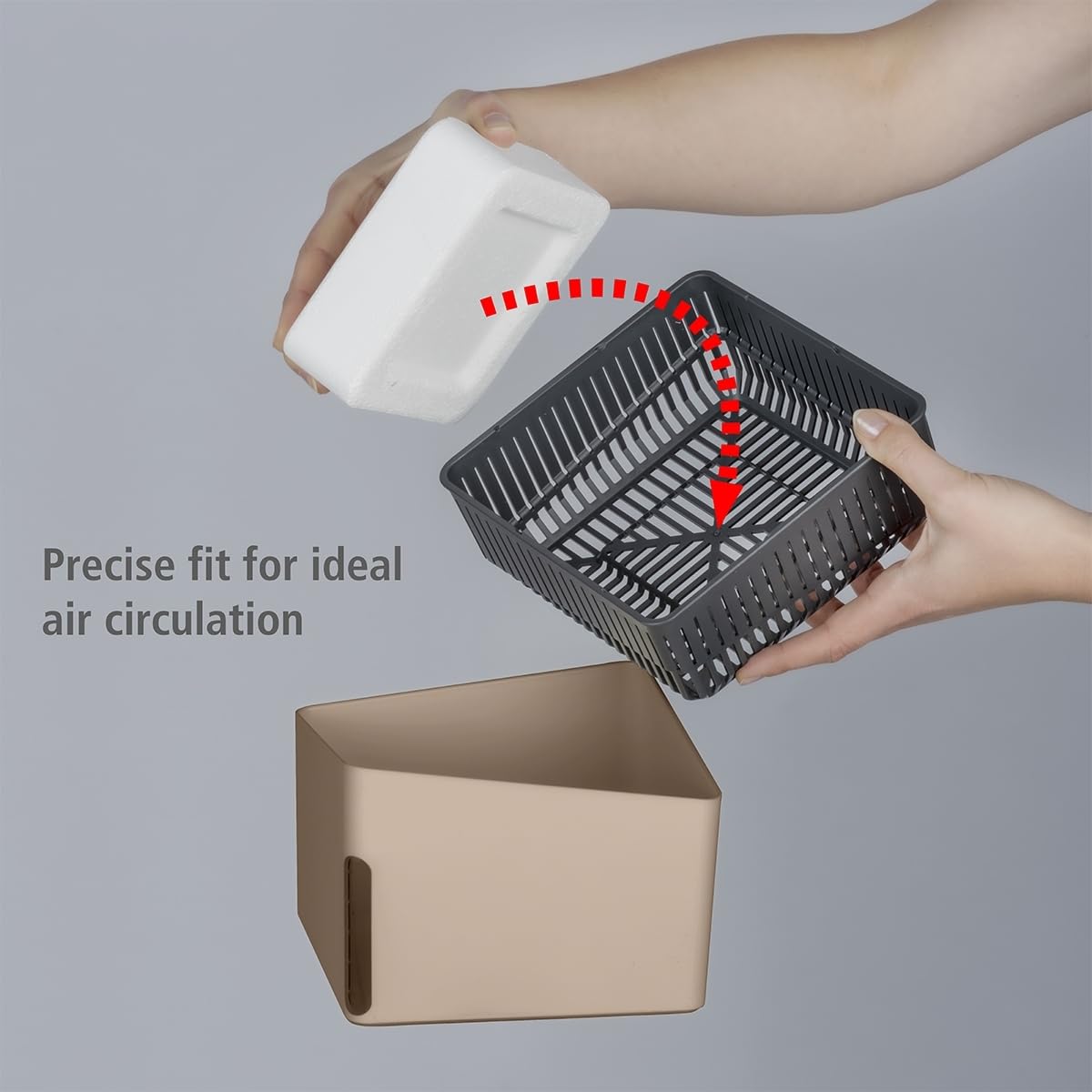 WENKO Portable Dehumidifier Cube Design, Compact and Rechargeable Dehumidifier for Bathroom, Closet, Bedroom, Garage, Covers up to 2800 Cubic Feet, 2.2lbs, Beige, 6.18 x 6.5 x 6.5