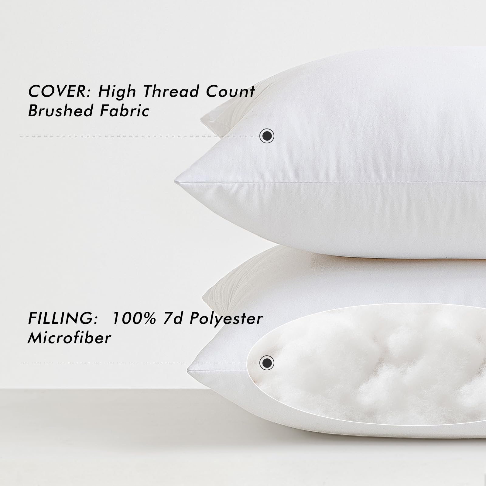 MIULEE 18x18 Pillow Inserts Throw Pillow Inserts Set of 4 18 x 18 Inches Pillow Inserts Square White Decorative Throw Pillows for Couch Sofa Bed