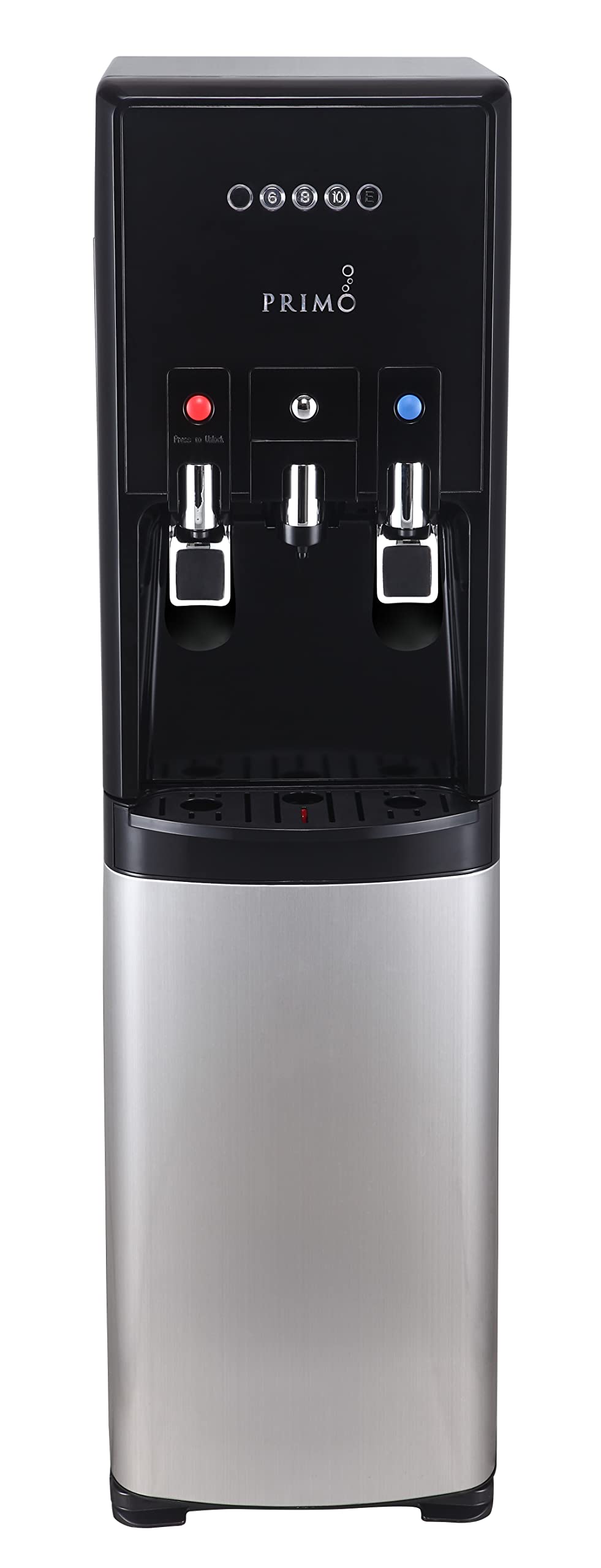 Primo hTRIO Water Dispenser with K-Cup Coffee Brewing, Bottom-Loading 2 Temp (Hot & Cold) Water Cooler Water Dispenser for 5 Gallon Bottle, Black and Stainless Steel