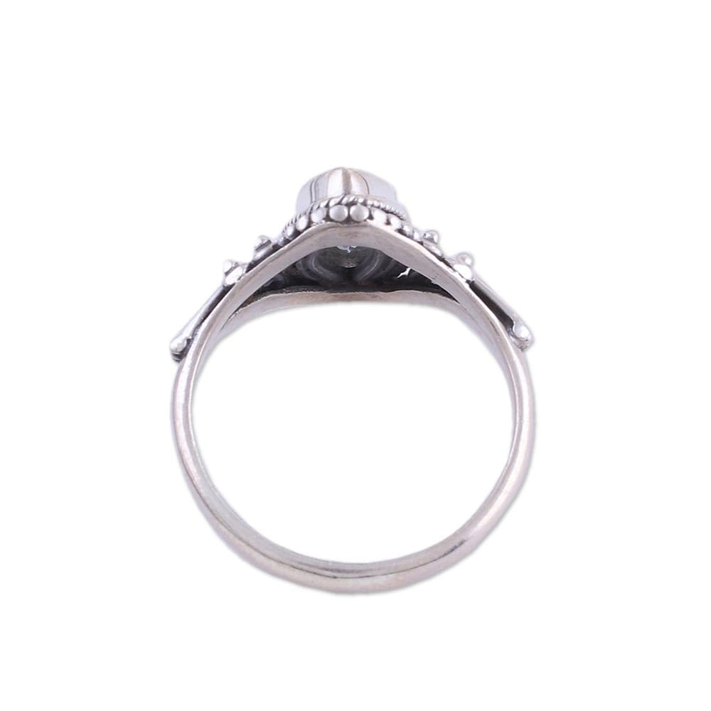 NOVICA Artisan Handmade .925 Sterling Silver Blue Topaz Single stone Ring from India Cocktail Gemstone Birthstone 'Morning Luxury'