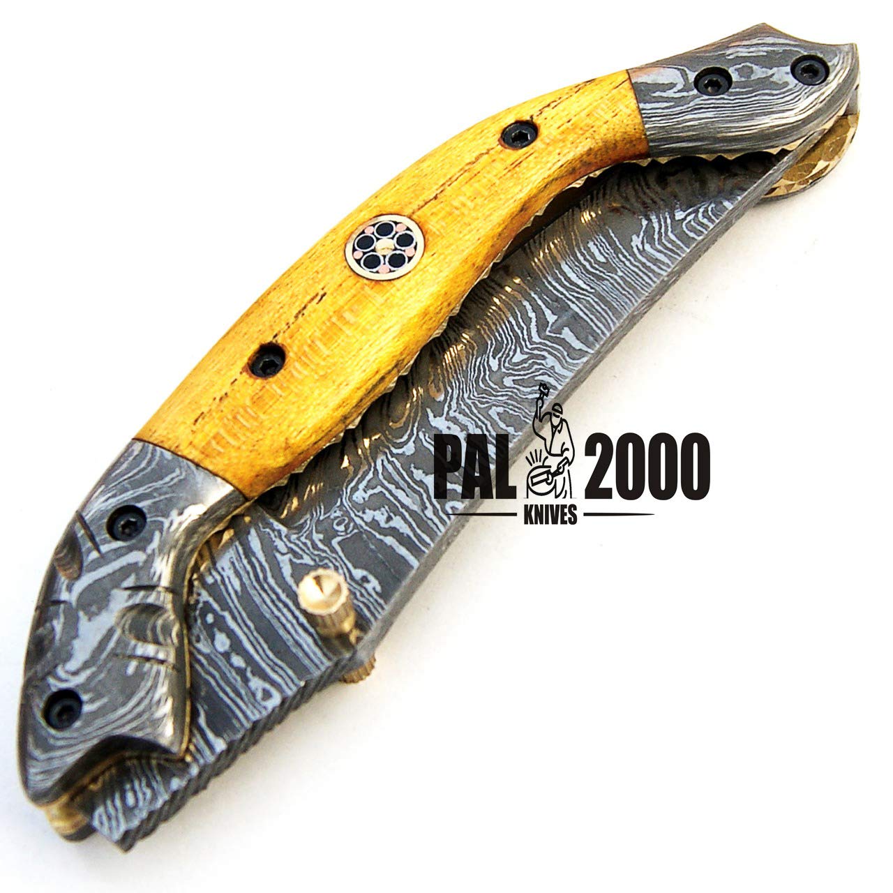 PAL 2000 KNIVES Damascus Folding Knife Handmade Damascus Steel Hunting Knife Damascus Pocket Knife 9374