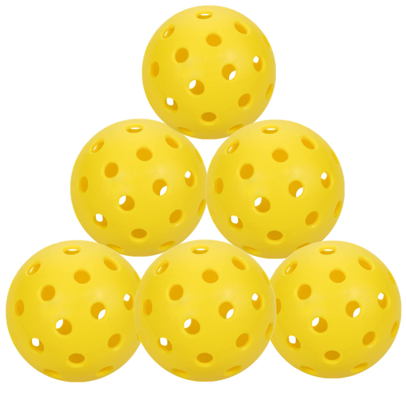 wakdop Outdoor Pickleball Balls, High Elasticity Pickle Balls for Outdoors and Indoor Courts, 40 Precisely Drilled Holes 6 Packs Yellow
