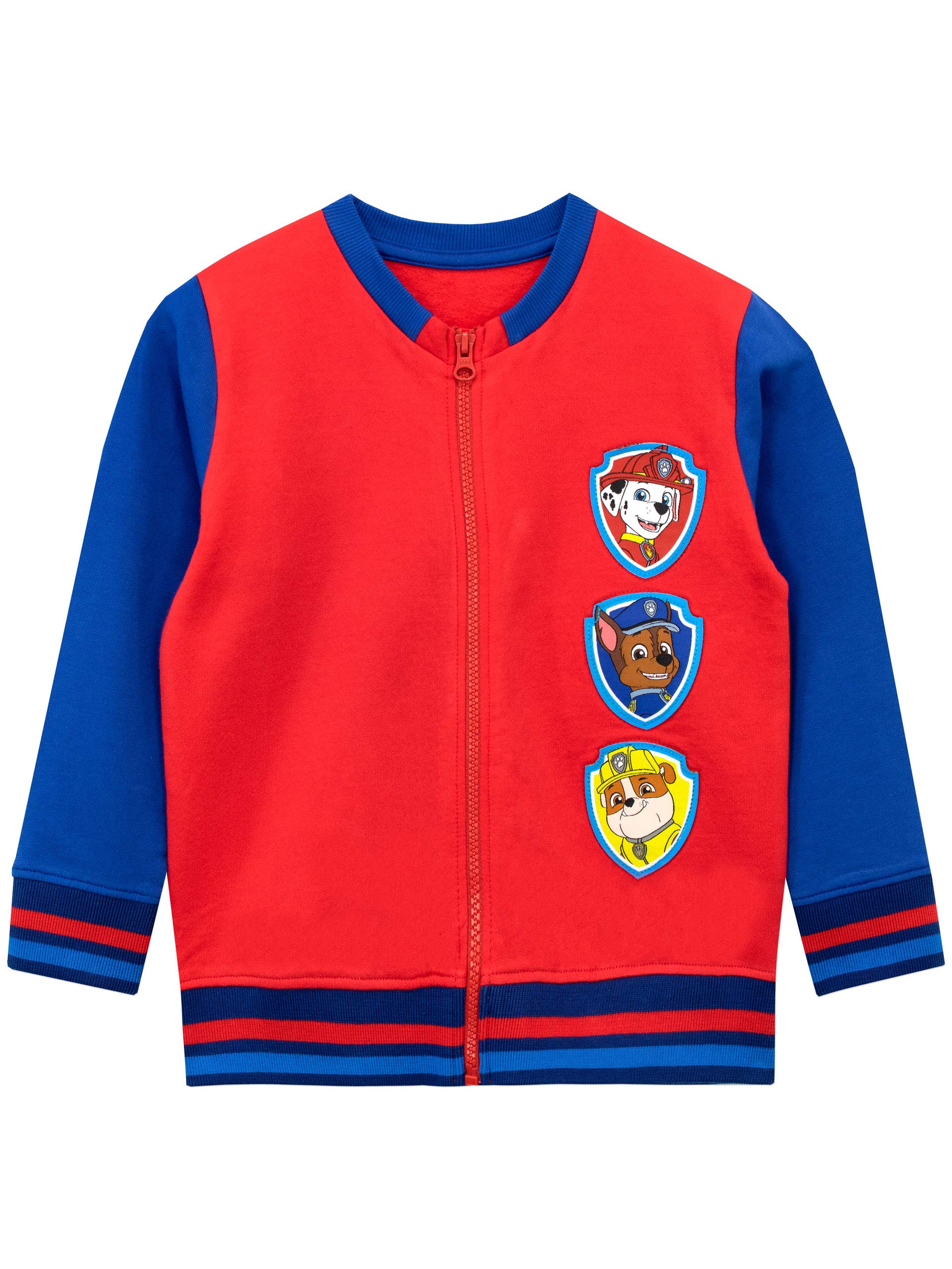 Paw Patrol Jacket | Jackets for Boys | Chase Rubble Marshall | Kids Zip Up Sweater Size 8 Red