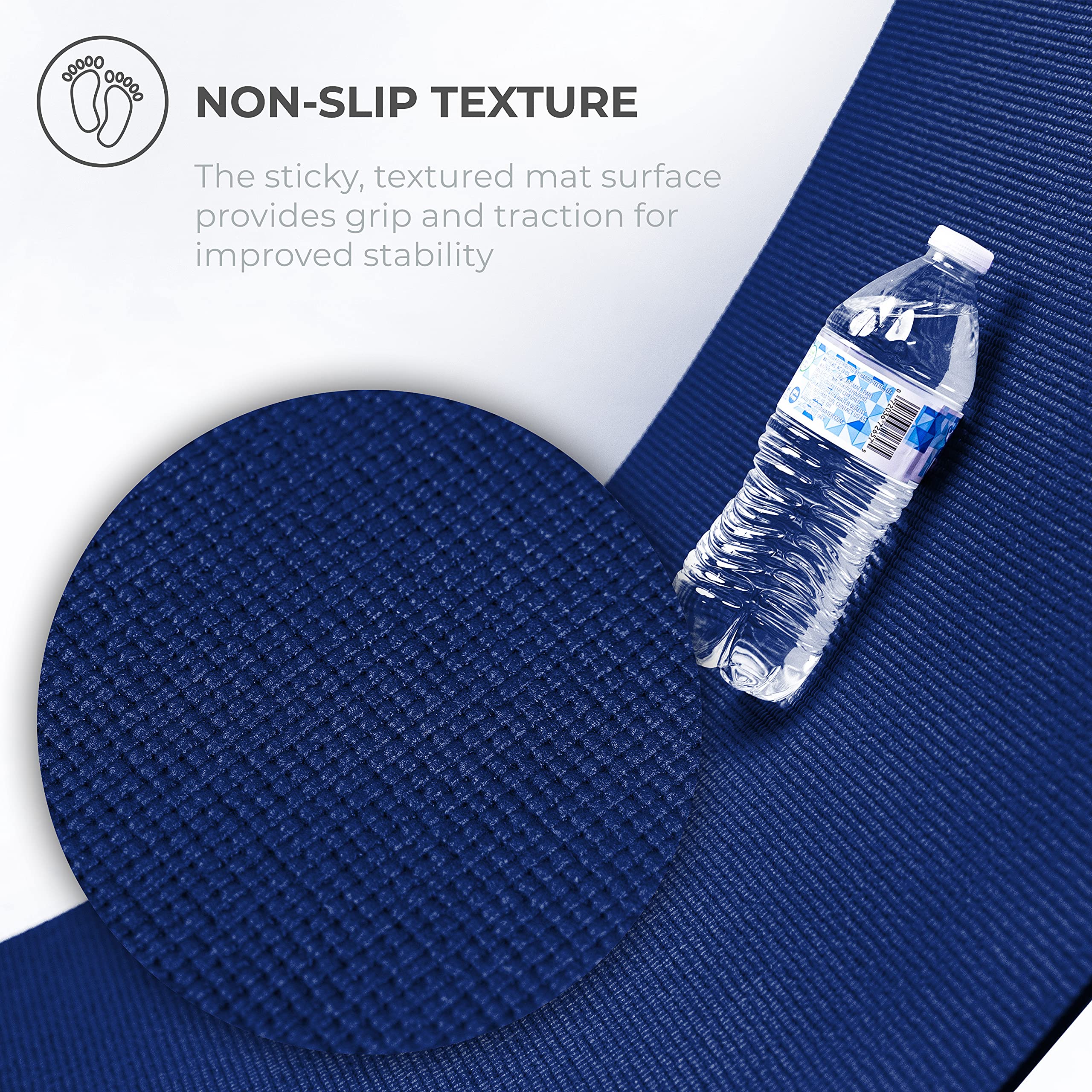Sunshine Yoga 10-Pack Deluxe Studio 6mm Extra Thick Yoga Mat, 74" x 24" Extra Long Exercise Mat, Non Slip, Anti-Tear Fitness Mat, Yoga Mats for Schools, Studios, or Gyms, Dark Blue