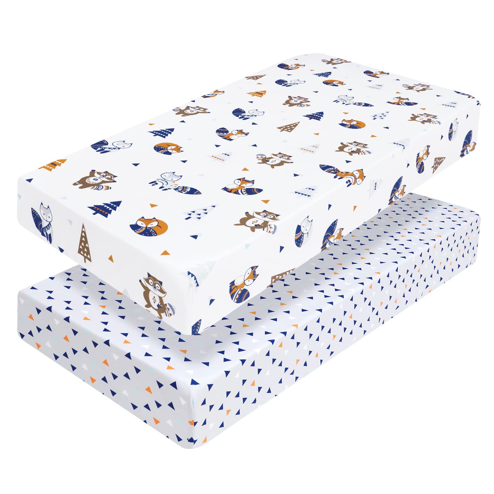 PHF Soft Mini Crib Sheet Set, 2 Pack Silky Comfy Pack N Play Sheets for Boys Girls, Universal Fit for Pack N Play, Playard and Mini Crib Mattresses, Woodland
