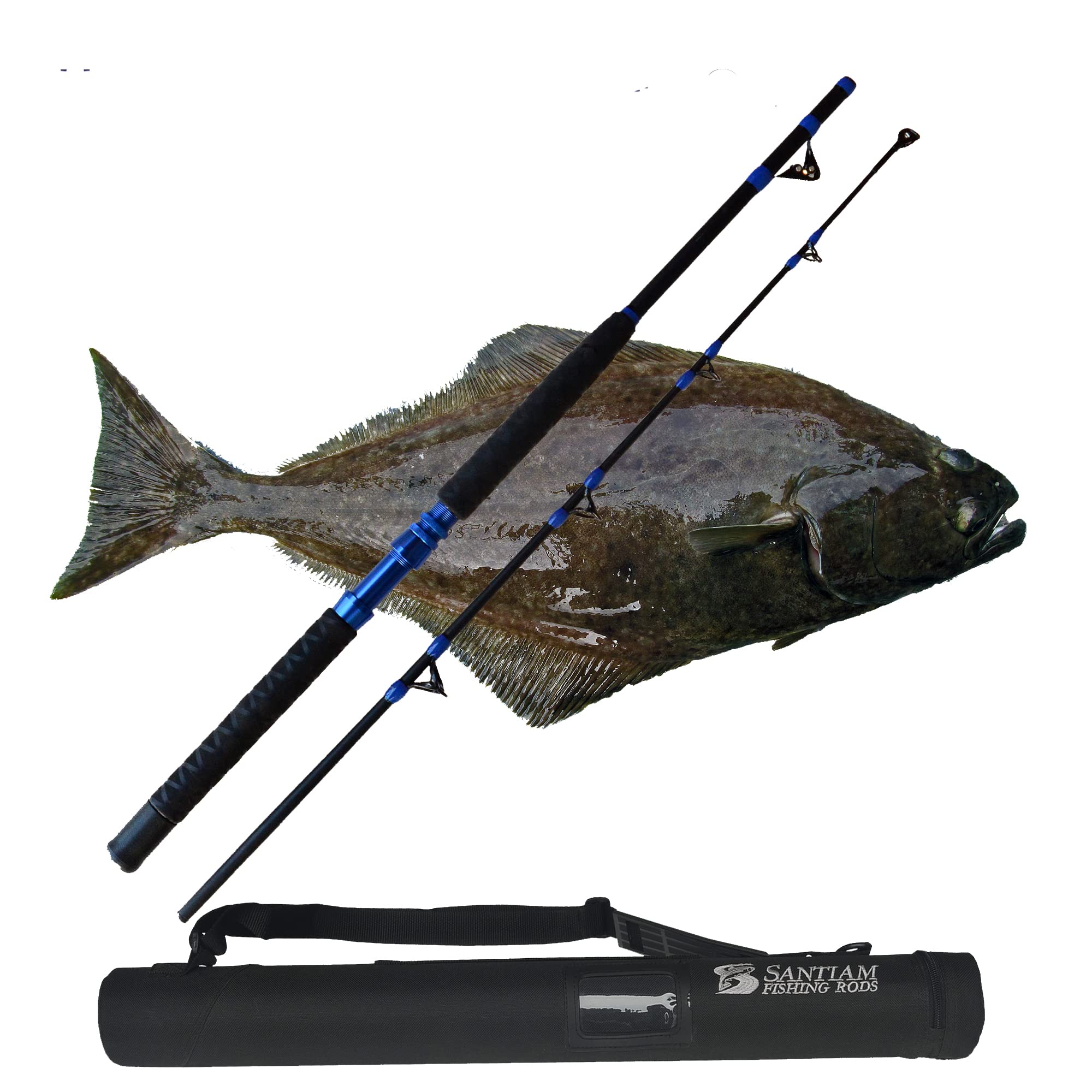 SANTIAM FISHING RODS Travel Rod 2 Piece 6' 40-100lb Carbon Braid Halibut/Tuna/Saltwater Rod