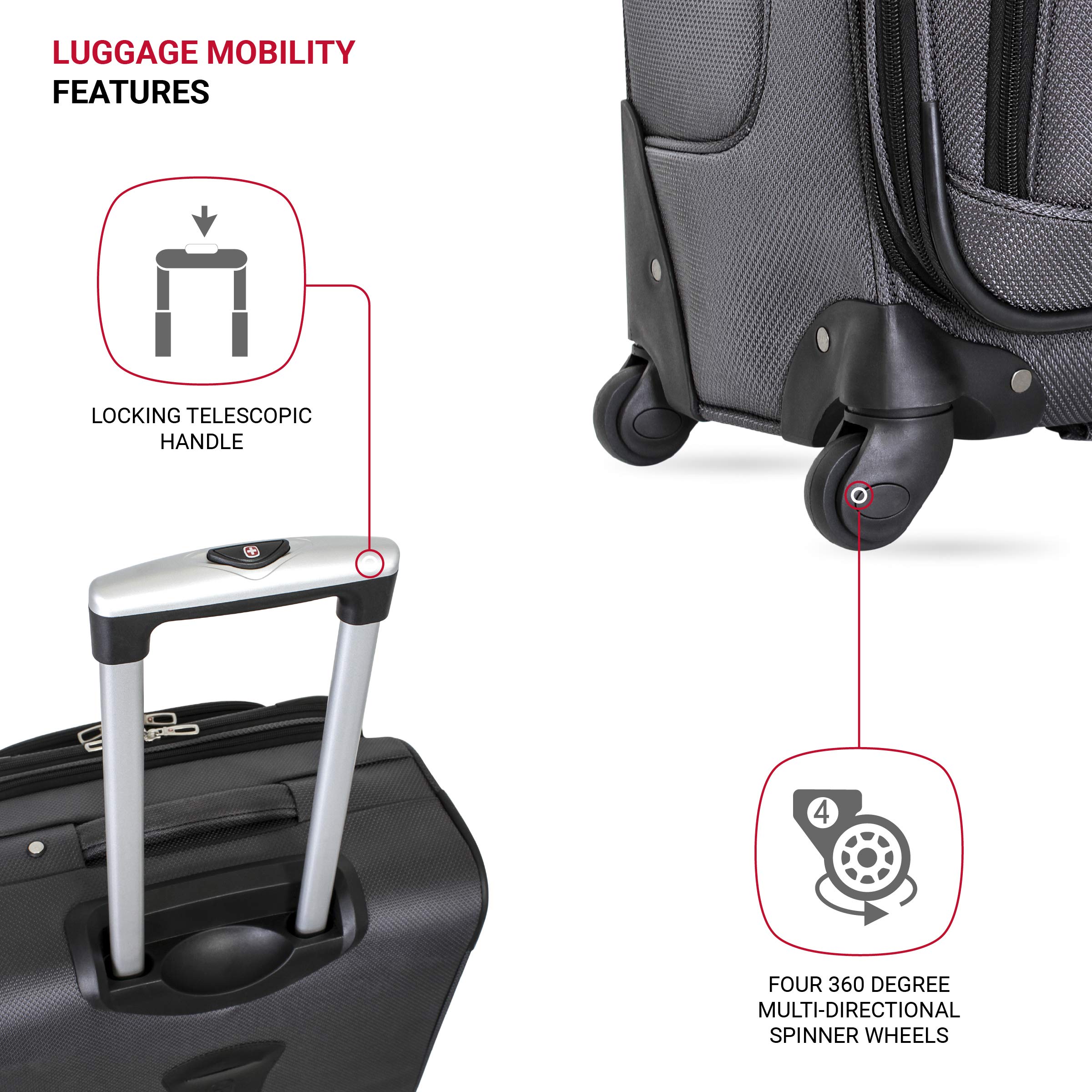 SwissGear Sion Softside Expandable Roller Luggage, Dark Grey, 3-Piece Set (21/25/29)