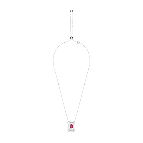 SWAROVSKI Chroma Pendant Necklace, Layered Pink and Clear Octagon-Cut Crystals with a Rhodium Finish Chain, Part of The Chroma Collection