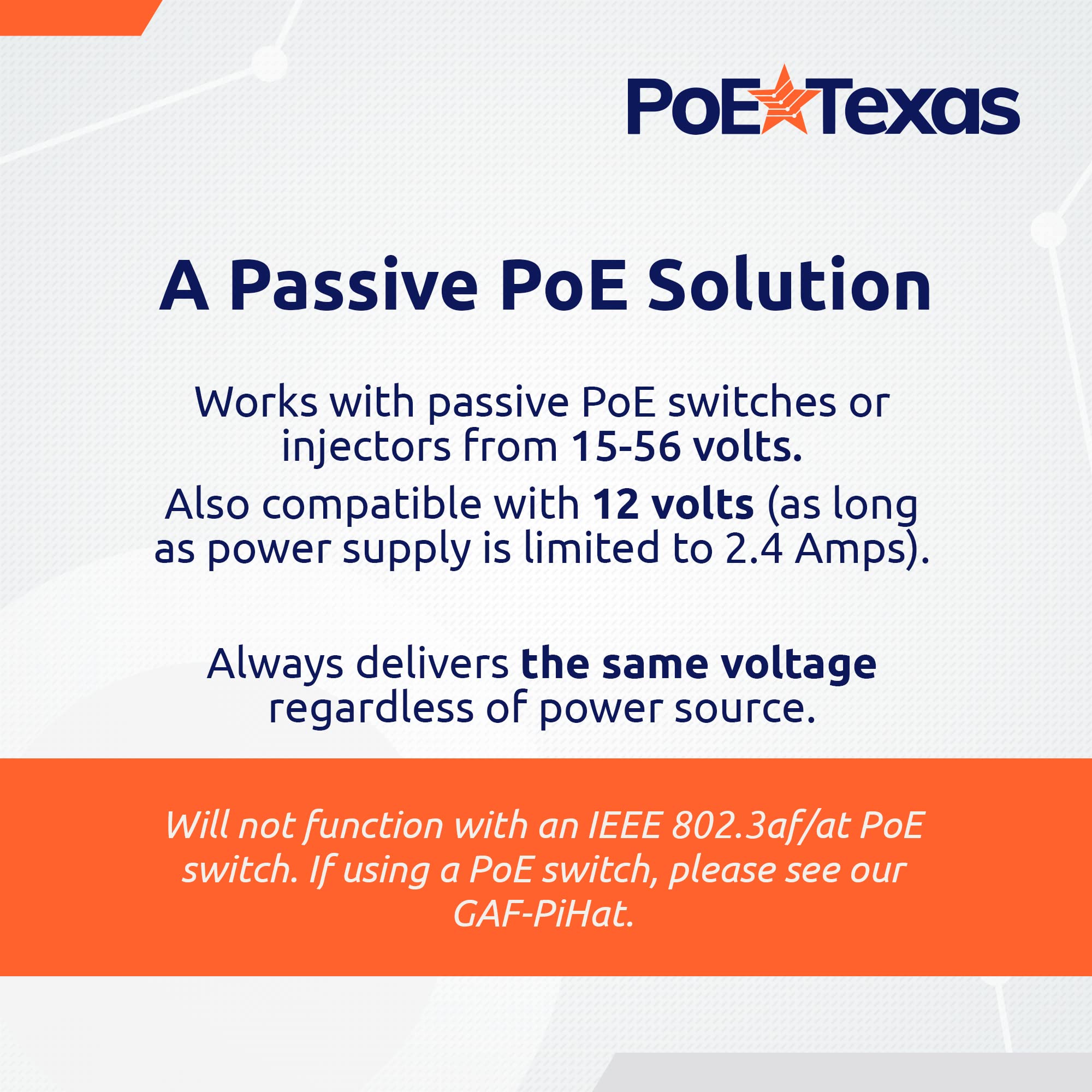 PoE Texas Raspberry Pi PoE Hat - Power Over Ethernet PiHat Fits Raspberry Pi 3 B+ and Pi 4 - Slim, Sleek, Compact, Heat Sink, Fanless - Works with 15 to 56 Volt Passive Network Switch or Injector