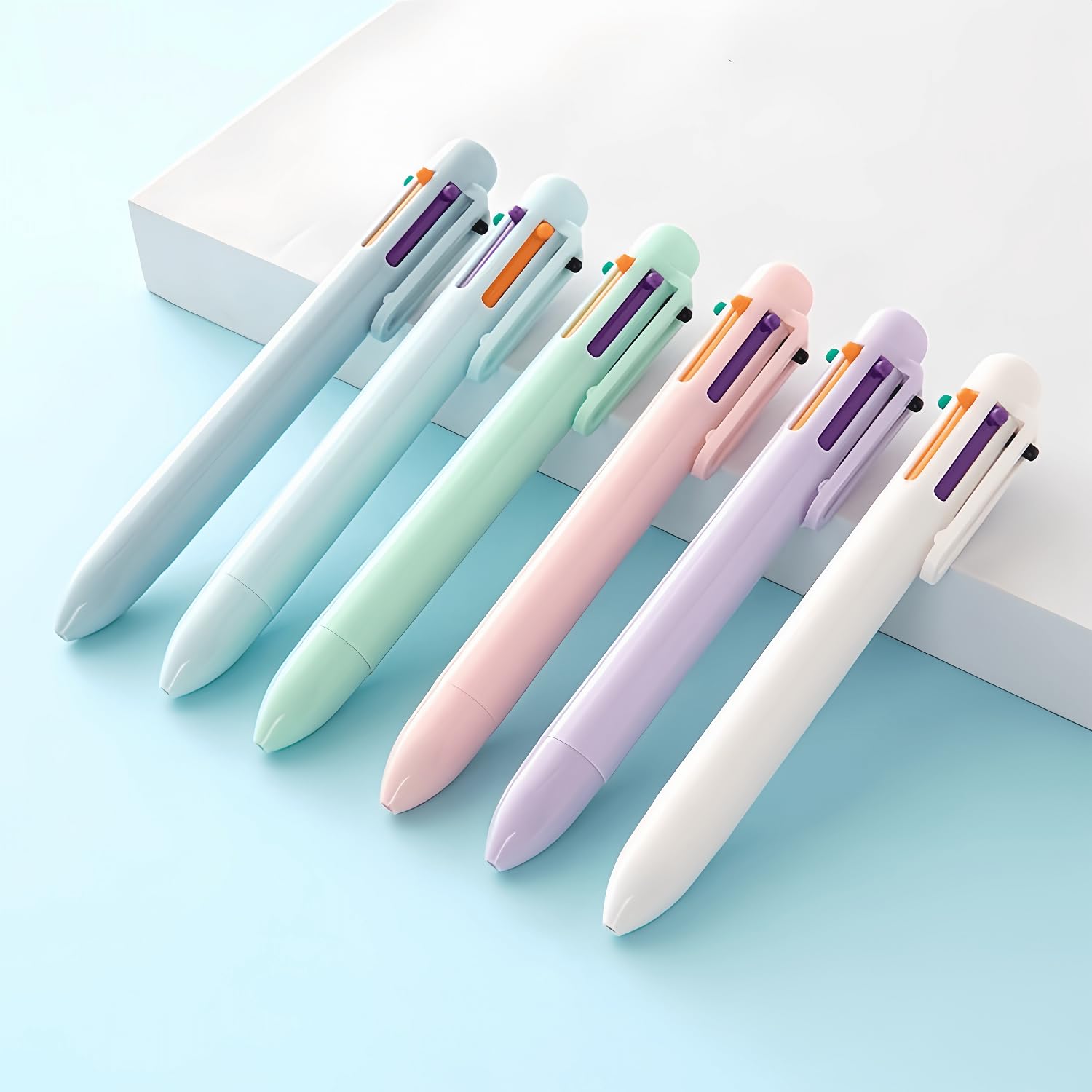 Multi color pen Macron 6-Pack Versatile 6-Color Ballpoint Pens - Smooth Writing and No Bleeding, Perfect for Journaling and Creative Tasks (6-Pack Ballpoint Pens)