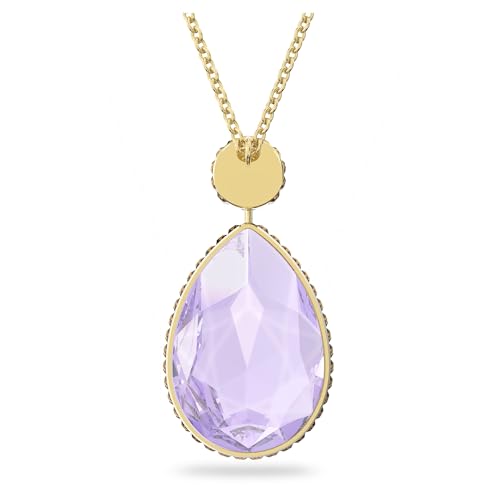 SWAROVSKI Chroma Pendant Necklace, Dual-sided Green and Lilac Drop-Cut Crystals with a Gold-Tone Finish Chain, Part of the Chroma Collection