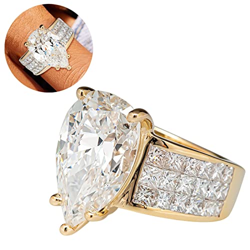 Obeon Water Drop Pear Shaped Zircons Ring for Women Micros Diamond Inlay Ring Wedding Anniversary Birthday (Box Not Included), 6