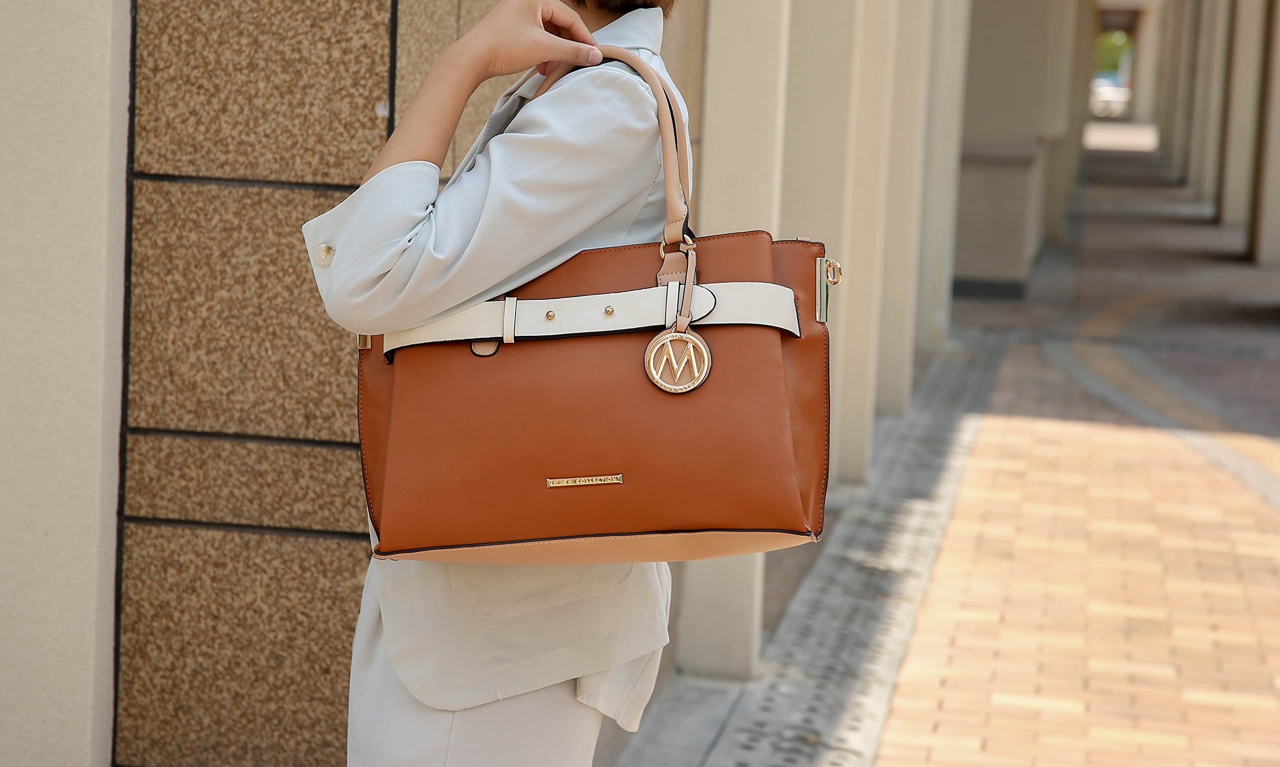 MKF Collection Millie Satchel Crossbody Shoulder Strap Bag by Mia K. Purple