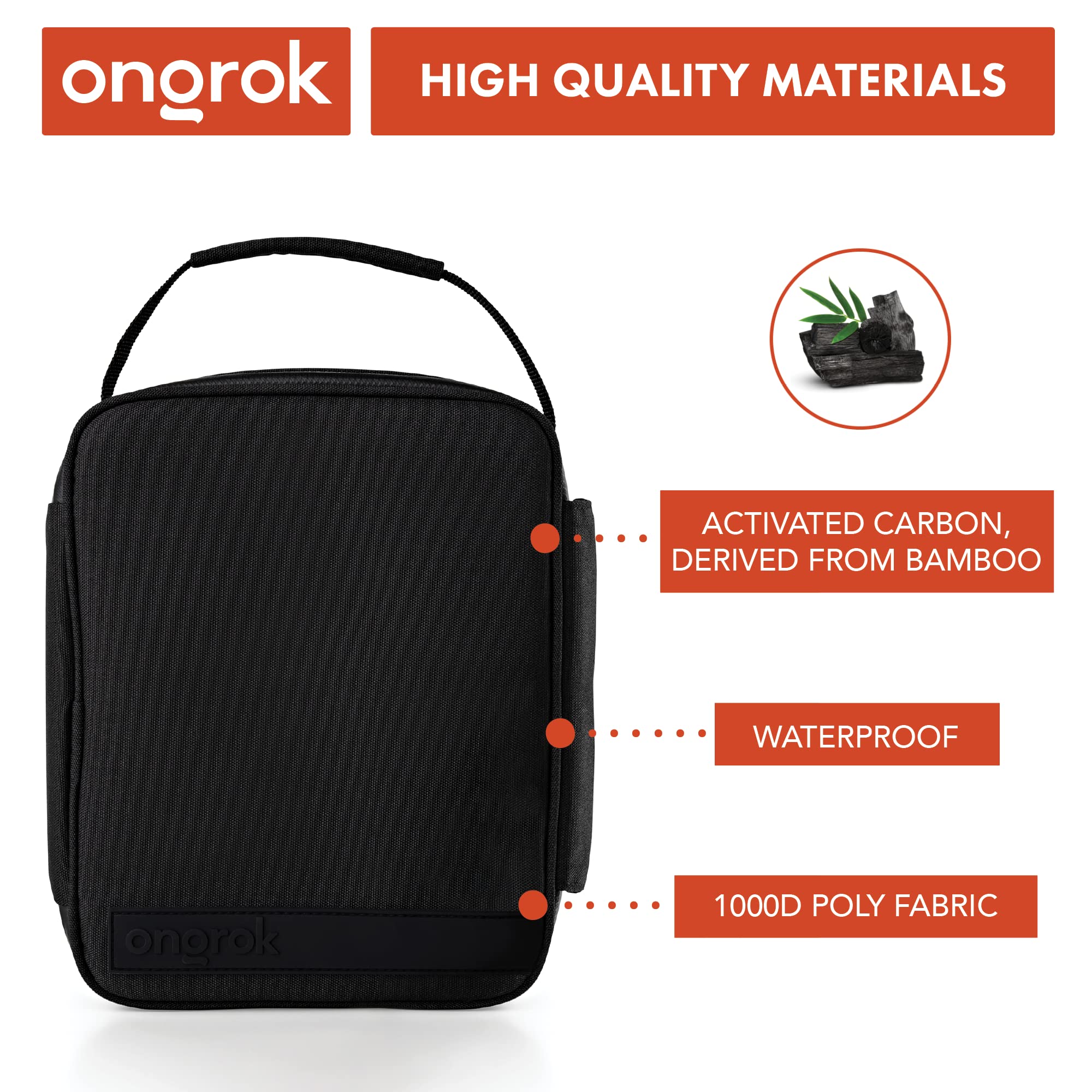 ONGROK Extra Large Lock Bag (9 x 8 x 3.5), Locking Case with Carbon Technology, Box Comes with Bonus Glass Jar