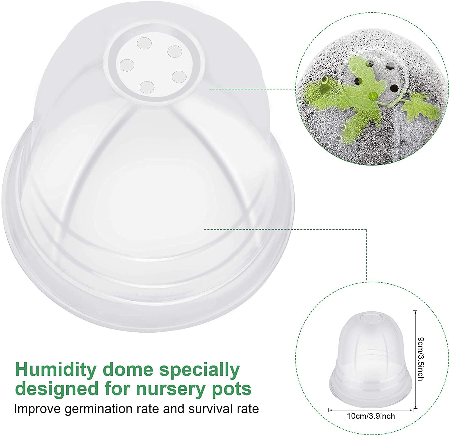 MIXC Plant Nursery Pots with Humidity Dome 4" Soft Transparent Plastic Gardening Pot Planting Containers Cups Planter Small Starter Seed Starting Trays for Seedling with 10pcs Plant Labels,30 Sets…