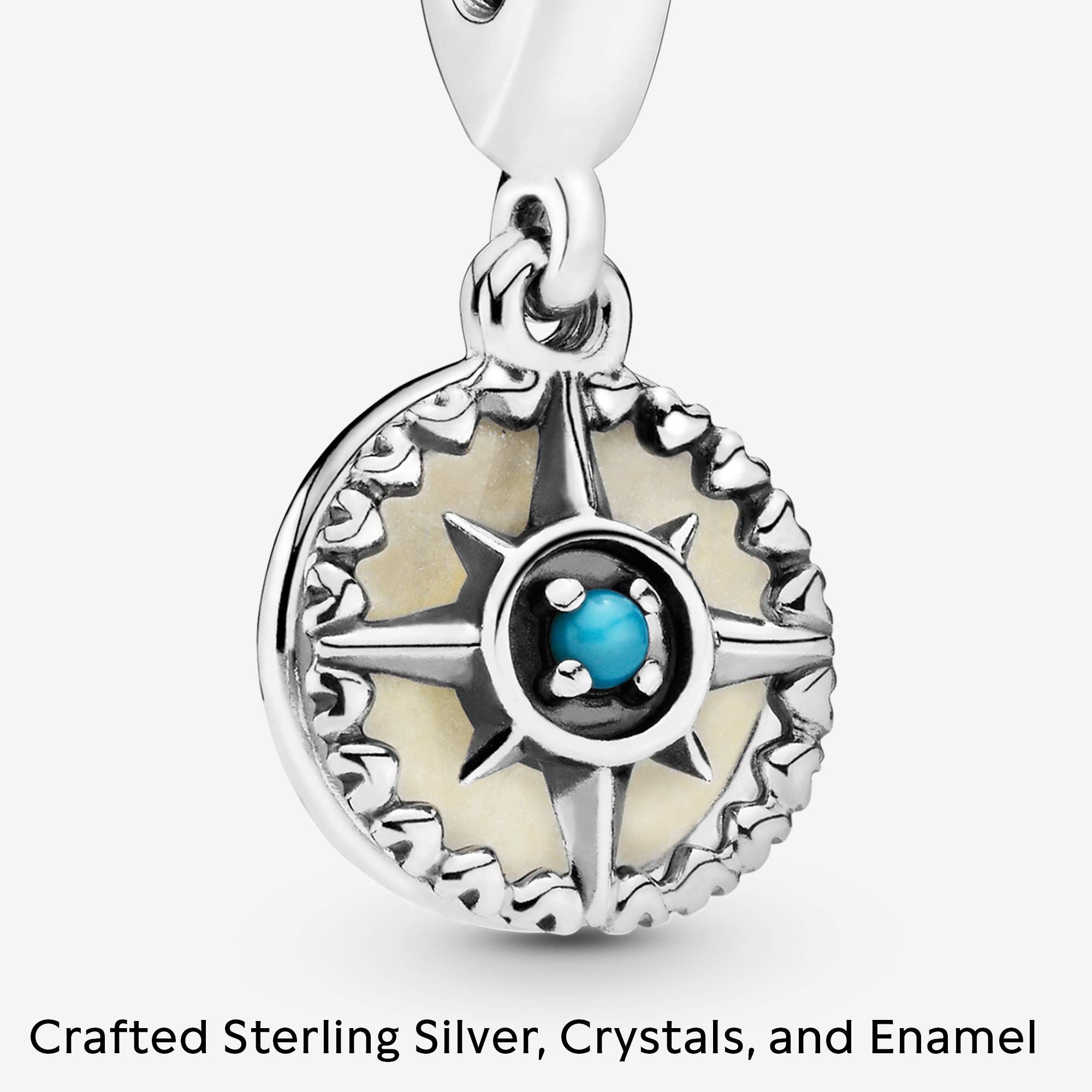 Pandora Jewelry Blue Compass Rose Dangle Crystal Charm in Sterling Silver
