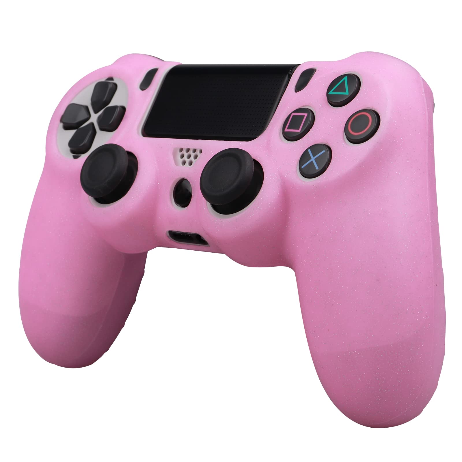 ROTOMOON PS4 Glitter Silicone Controller Skins with 8 Thumb Grips & L2 R2 Trigger Protector, Sweat-Proof Anti-Slip Controller Cover Skin Protector Compatible with Playstation 4 Slim/Pro Controller