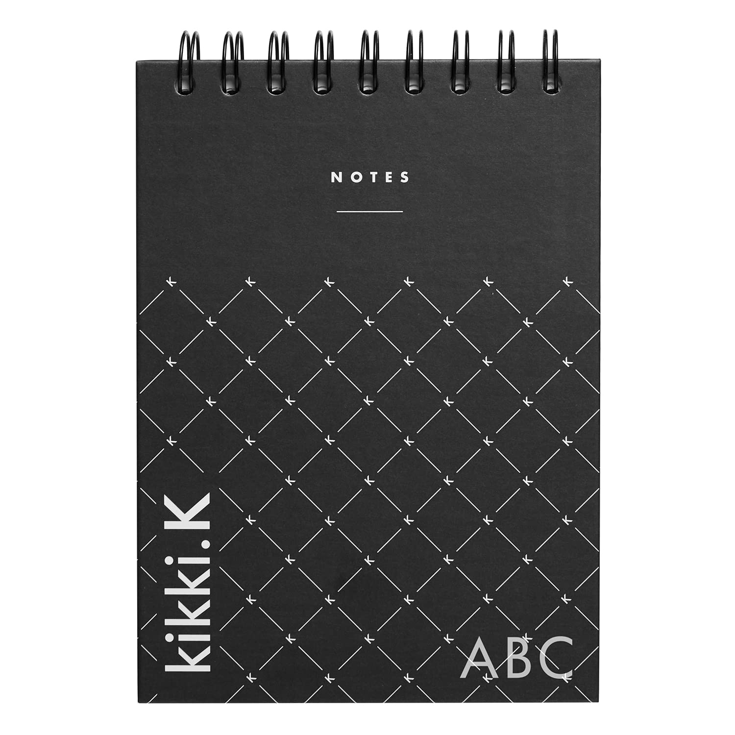 Spiral Coiled Everything Notepad - Black: Essentials. 72 Sheets of Quality Colored Paper in 6 Unique Designs. Sturdy Wrapped Greyboard Front and Back Covers by kikki.K