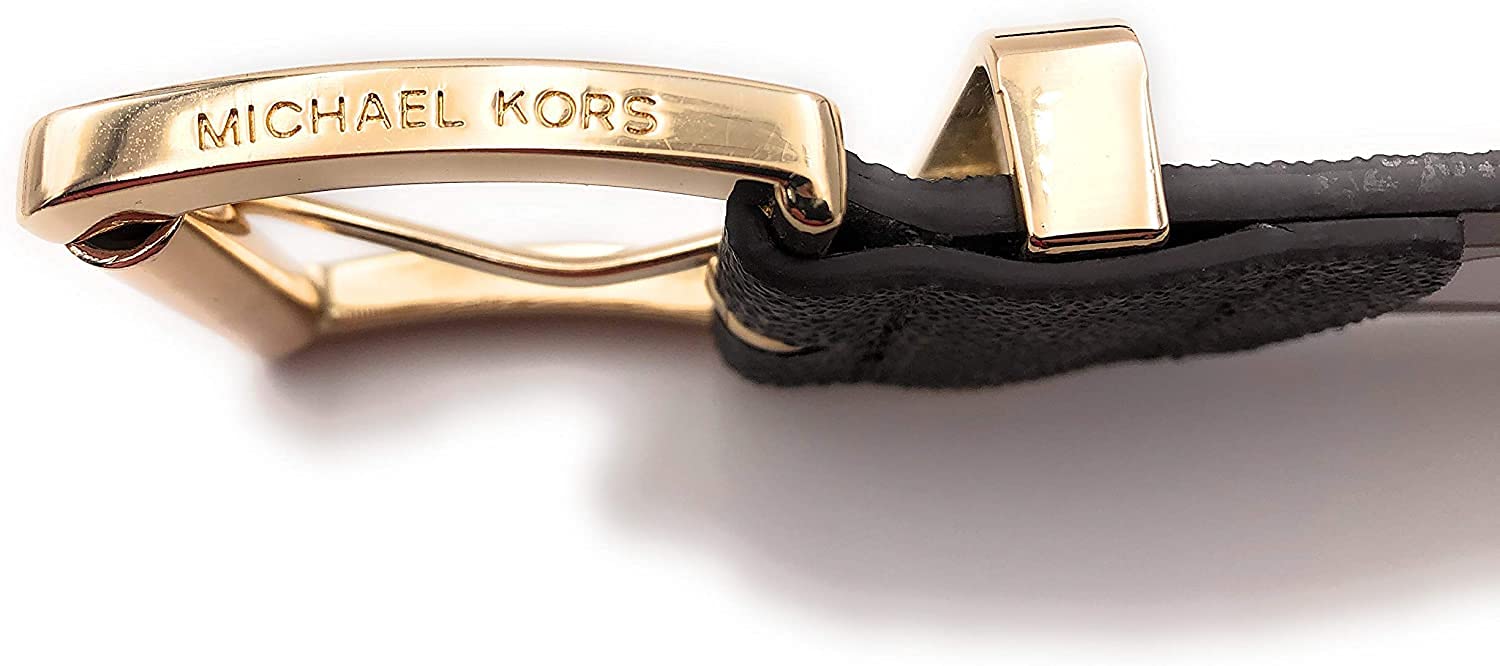 Michael Kors Mk Signature Monogram Logo Gold Buckle Belt Brown Size Large