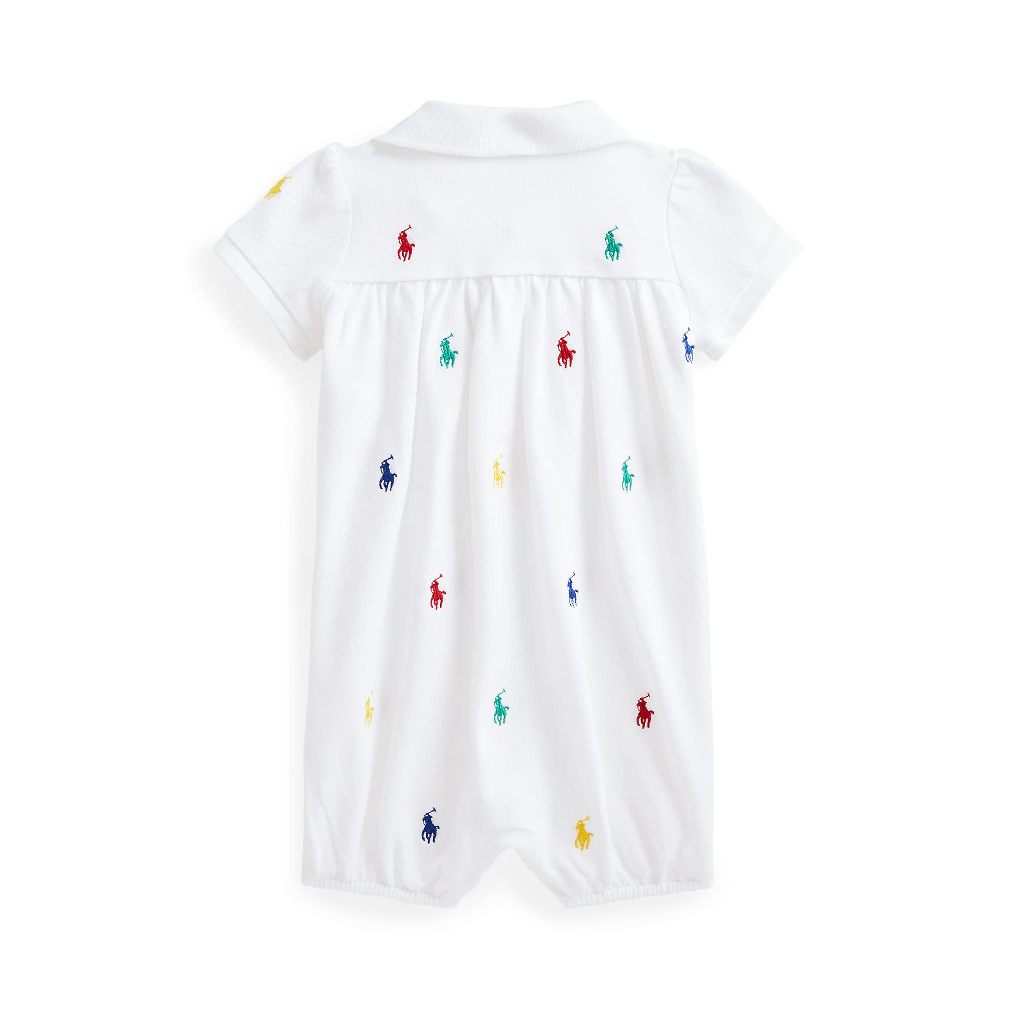 Polo Ralph Lauren Baby Girls Bubble Shortall (White All Over Pony, 9 Months)