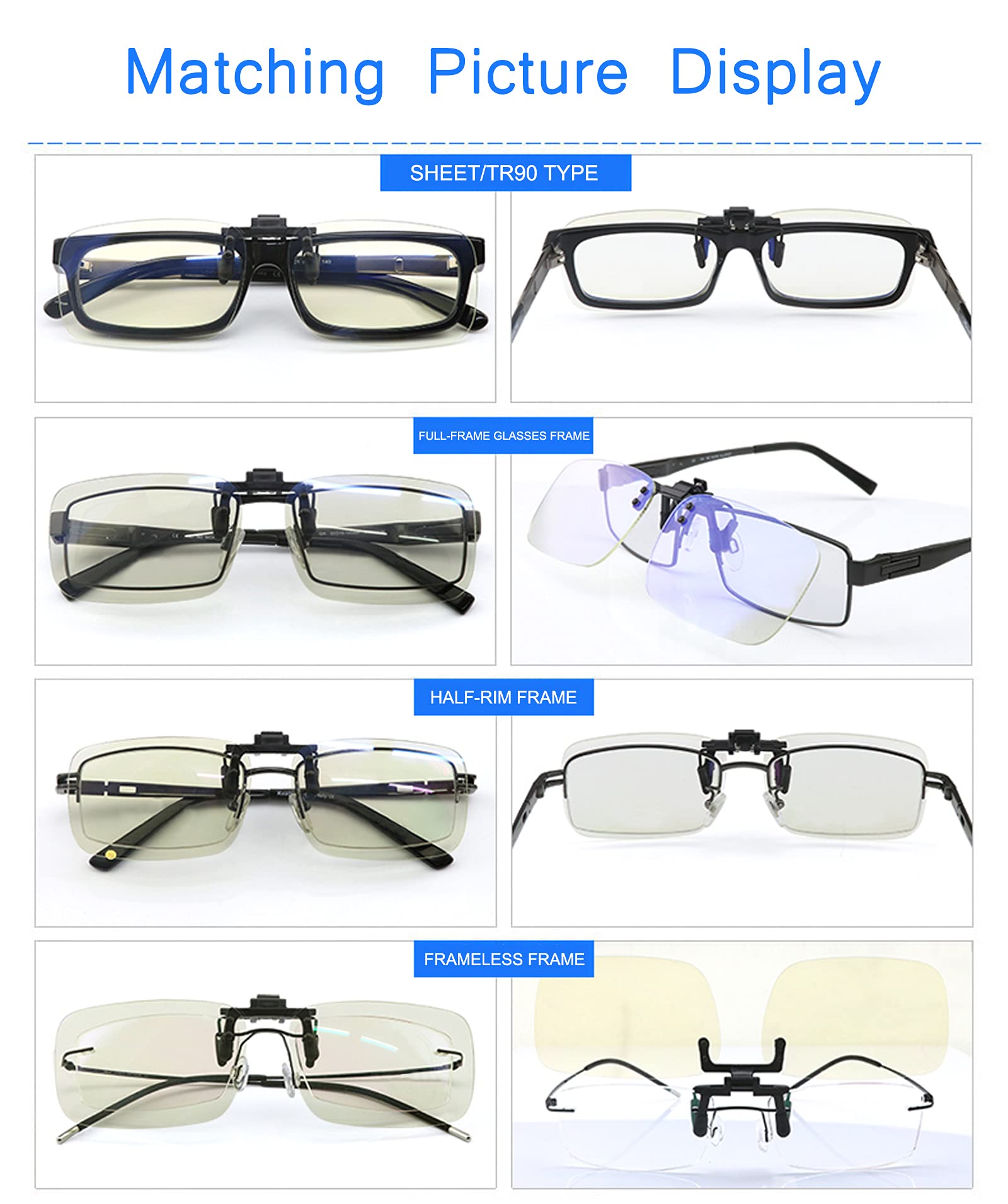 SHEEN KELLY Blue Light Blocking Computer Lens Anti Blue Light Clips Anti Eye Strain UV Reading Glass Unisex (Men/Women) (clear)