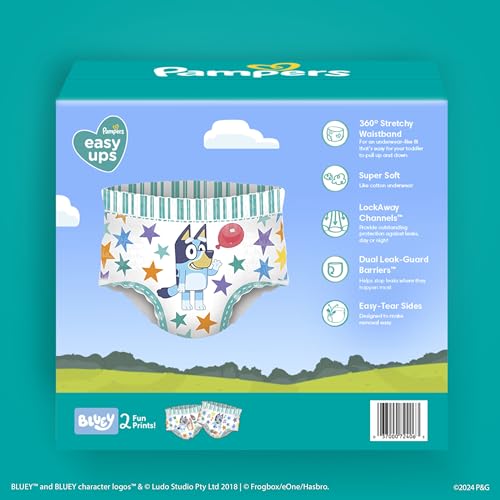 Pampers Easy Ups Boys & Girls Bluey Potty Training Pants - Size 4T-5T, 18 Count, Training Underwear (Packaging May Vary)