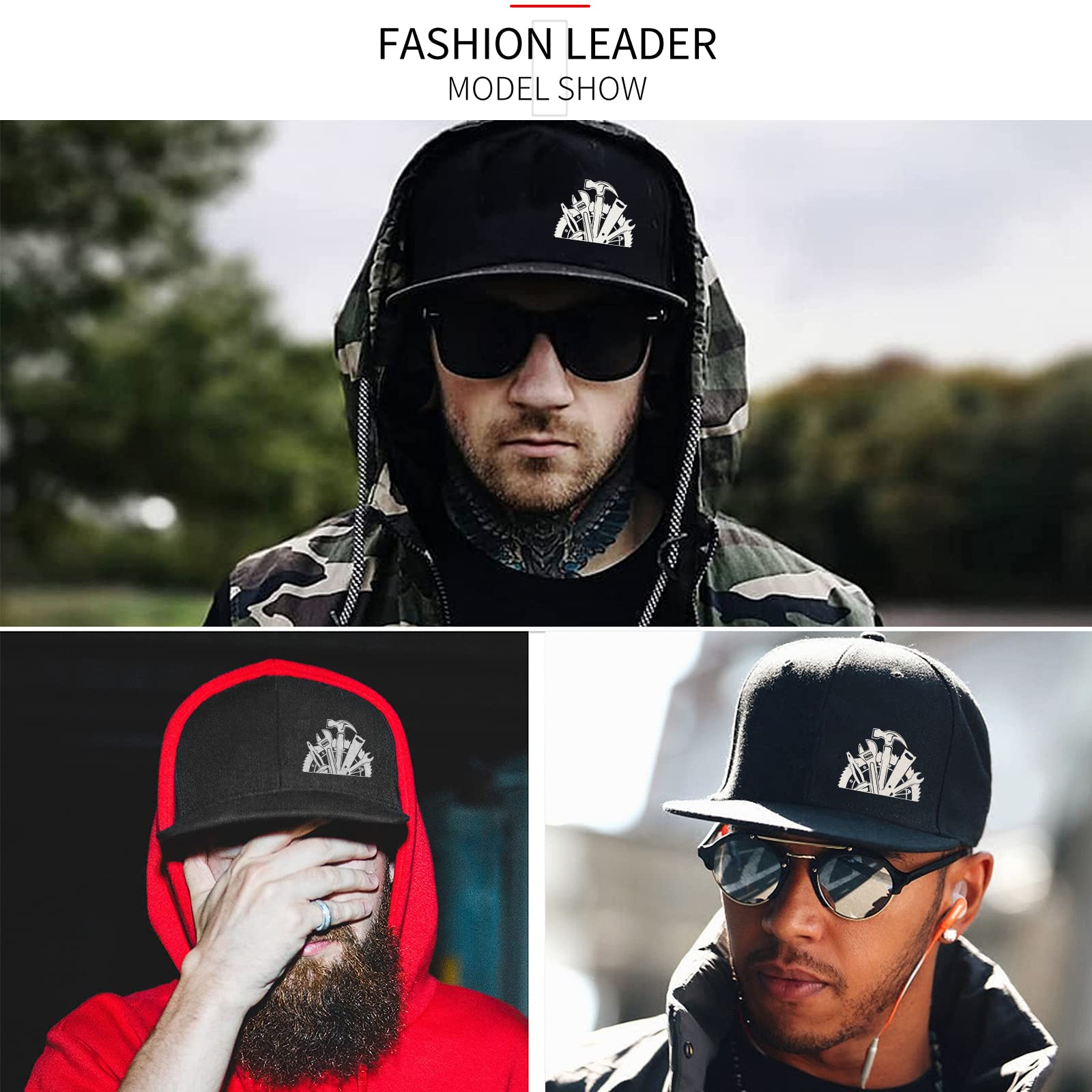 Snapback Hats for Men, Unisex Hip Hop Flat Bill Hats for Men Youth Plain Fitted Trucker Hat Black Hat Dad Fitted Hat Caps for Men Baseball Cap (Black32)
