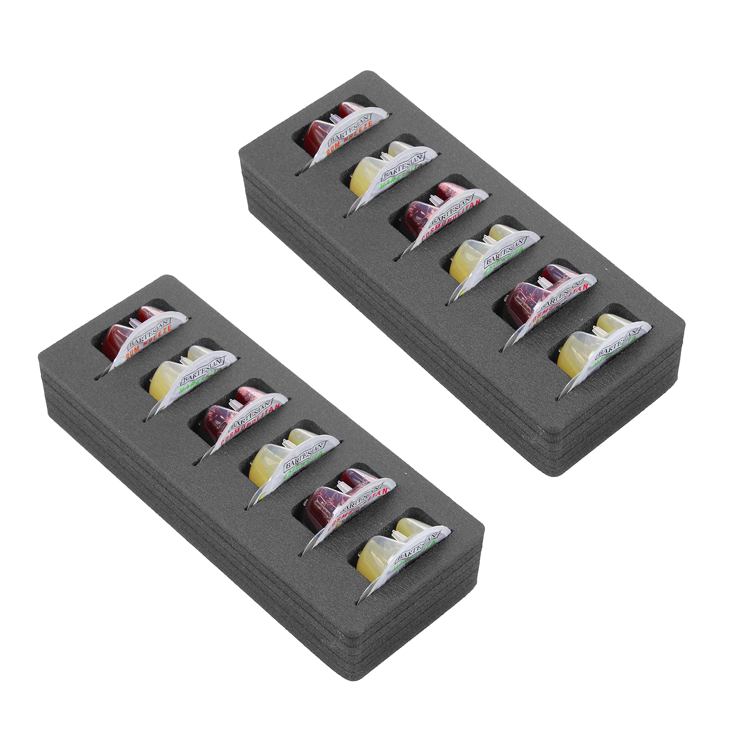 Polar Whale 2 Cocktail Capsule Drawer Organizers Tray Insert Compatible with Bartesian for Kitchen Home Bar Party Waterproof Washable Black Foam 6 Compartment 4.5 x 11.75 Inches
