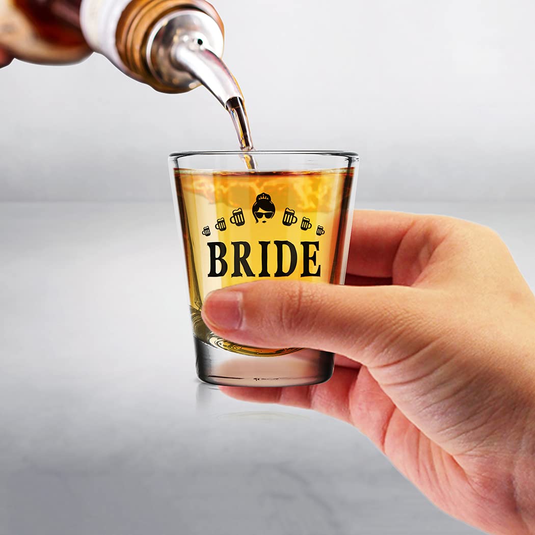 shop4ever Bride and Bride's Drinking Team Member Glass Shot Glasses Wedding Bachelorette Party Shot Glasses (12 Pack)