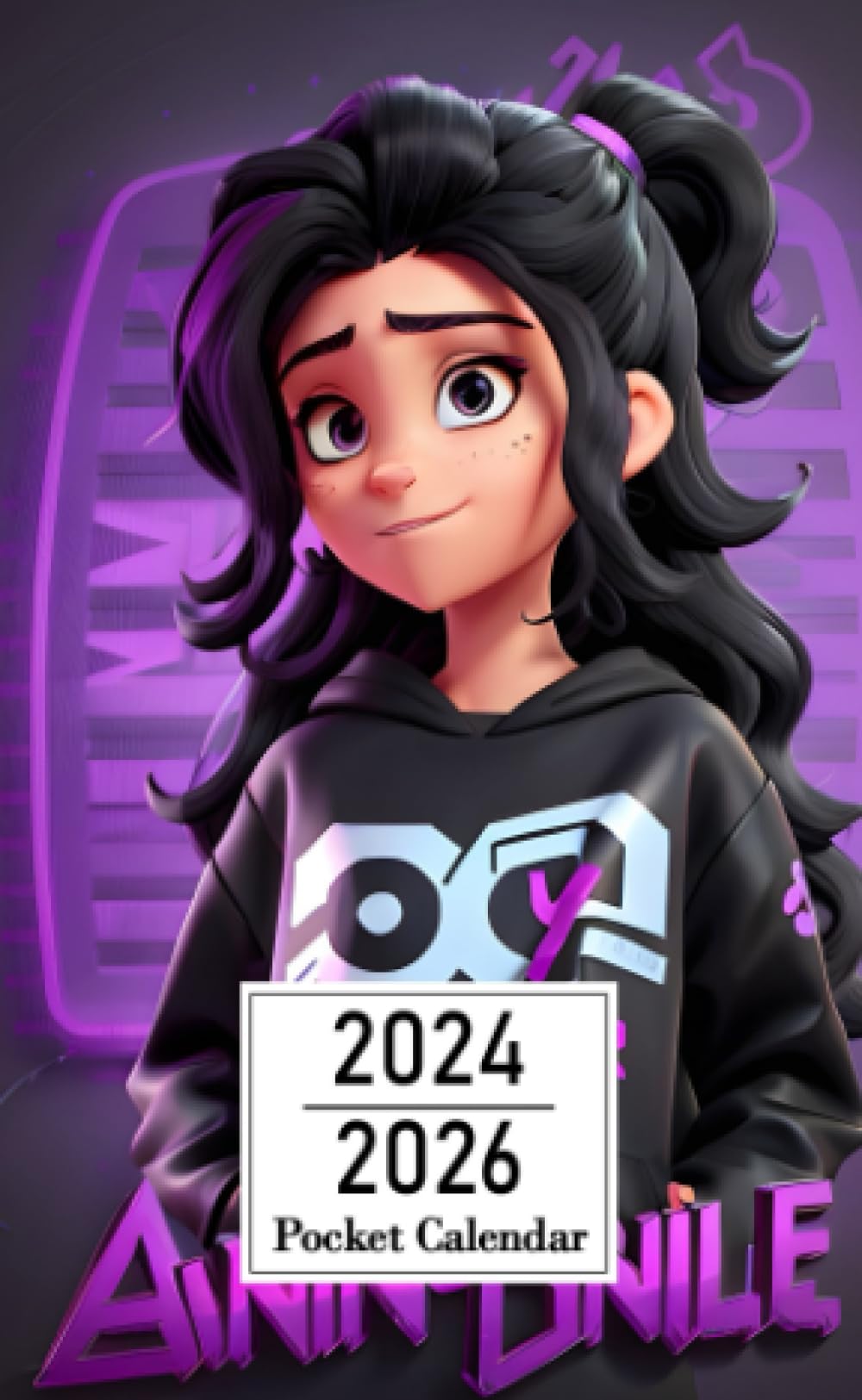 Pocket Calendar 2024-2026: Two-Year Monthly Planner for Purse , 36 Months from January 2024 to December 2026 | Gamer girl | Neon cyberpunk and lofi colors