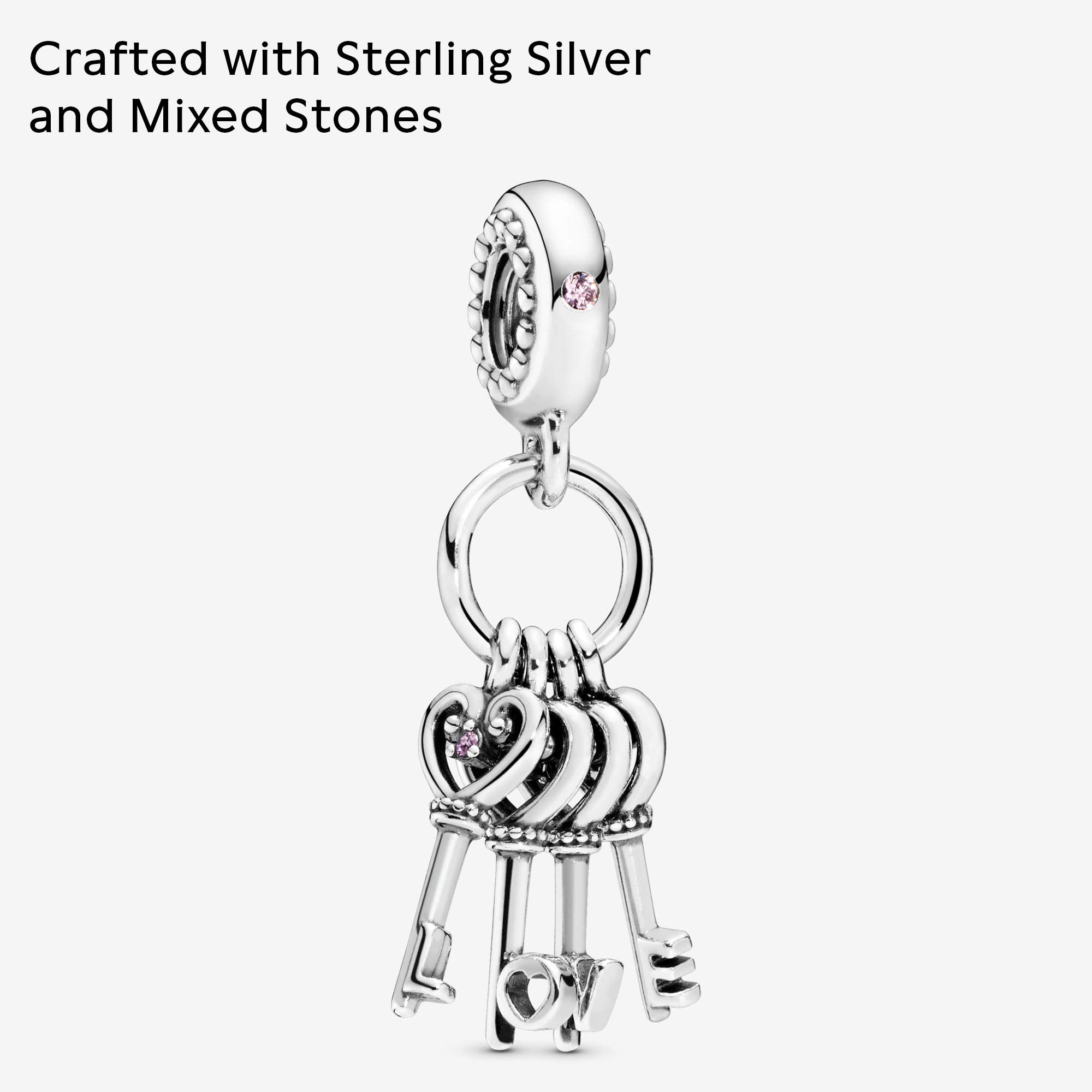 Pandora Jewelry Keys of Love Dangle Crystal and Cubic Zirconia Charm in Sterling Silver