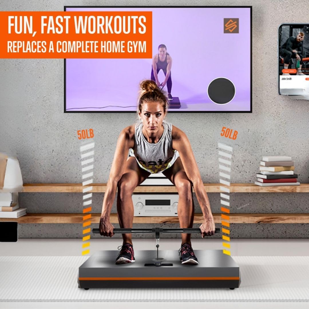 SQUATZ Pluto Home Smart Gym - 100lbs of Resistance - All-in-One Digital Gym Machine, WiFi and Bluetooth Enabled, Home Gym Equipment for Full Body Workouts
