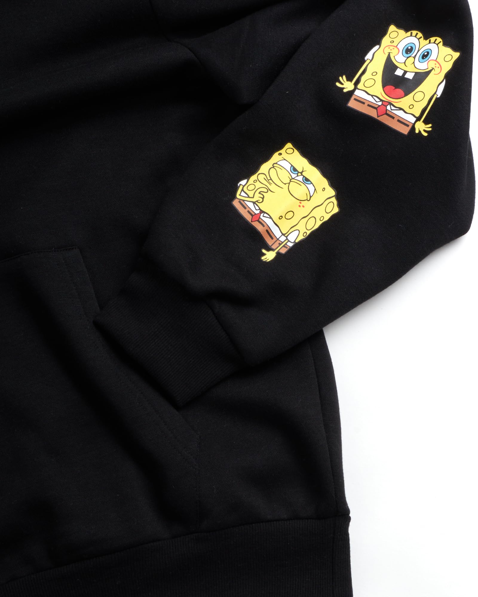 Nickelodeon Men’s SpongeBob and Patrick Fleece Sweatshirt – Men and Women’s Unisex Pullover Hoodie (Size: S-XL), Size Large, Spongebob Black