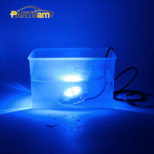 Partsam 1Pc Round Boat Marine Led Underwater Lights 6LED Surface Mount with Stainless Steel Bezel