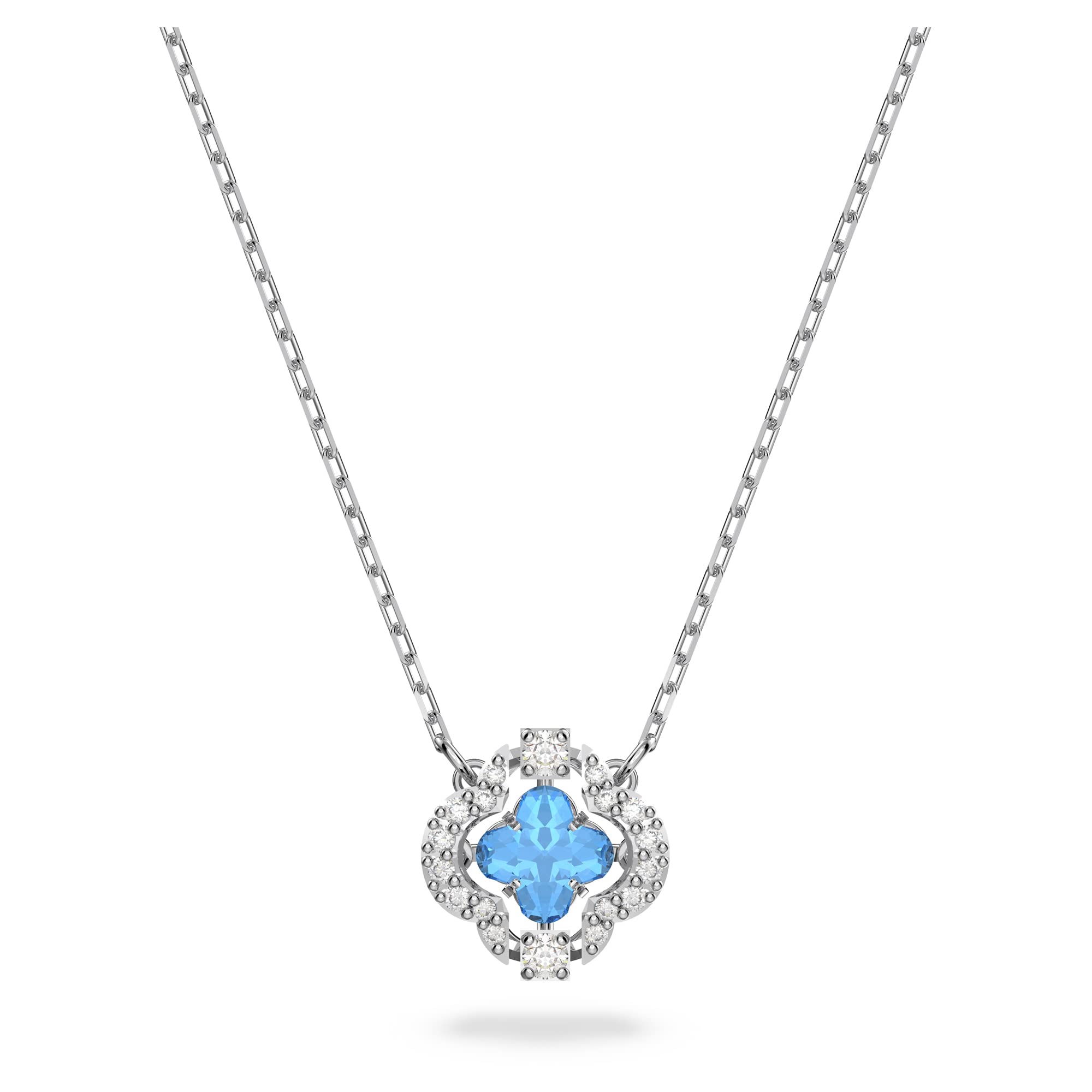 SWAROVSKI Sparkling Dance Necklace, Blue, Rhodium Finish