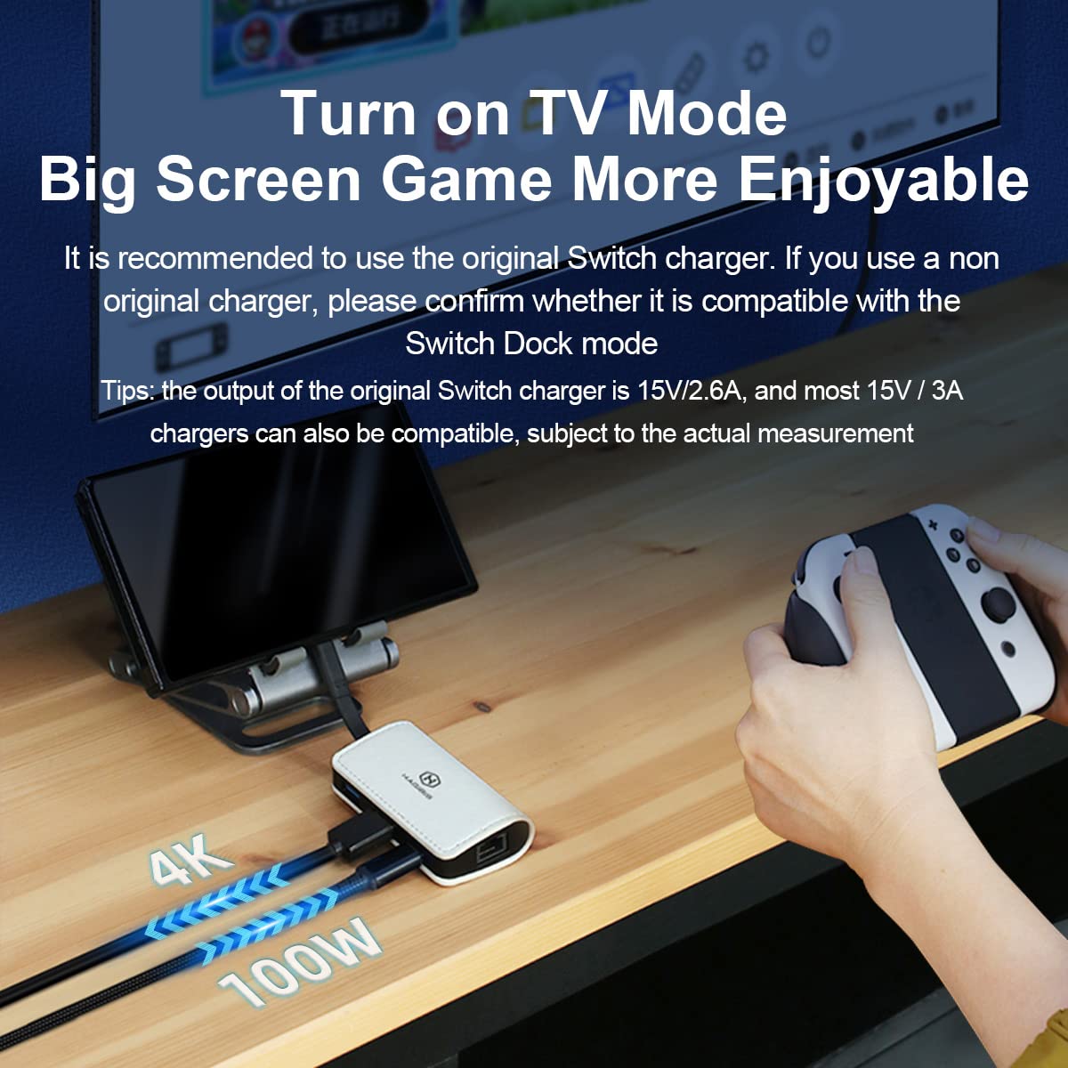 Switch Dock for Nintendo Switch OLED, Hagibis Portable Leather Shell TV Dock Charging Docking Station with RJ45, HDMI and USB 3.0 Port Replacement Base Doc USB C to HDMI TV Adapter for MacBook Pro Air